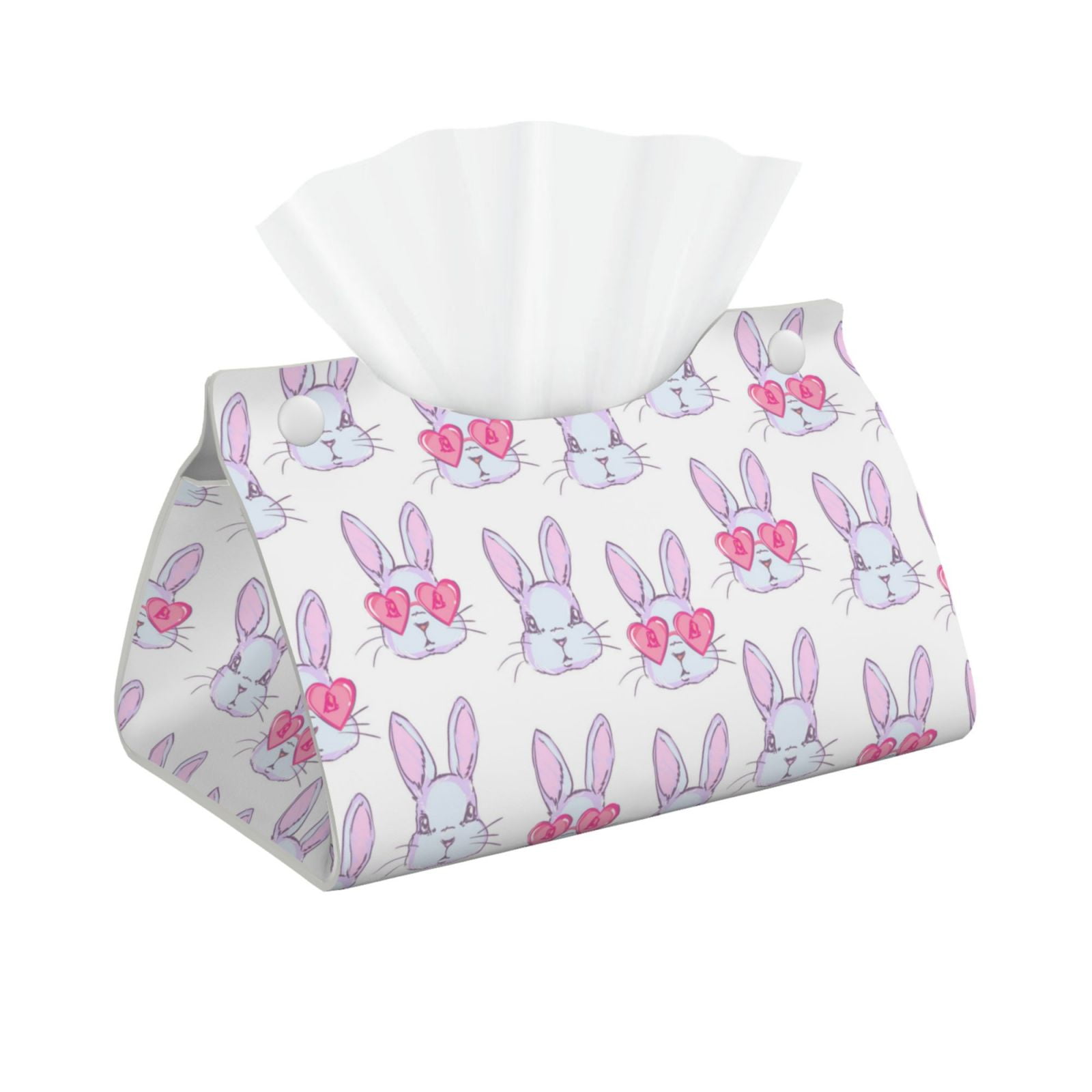 Tissue Box Cover, Cartoon Cute Love Glasses Rabbit Leather Rectangular ...