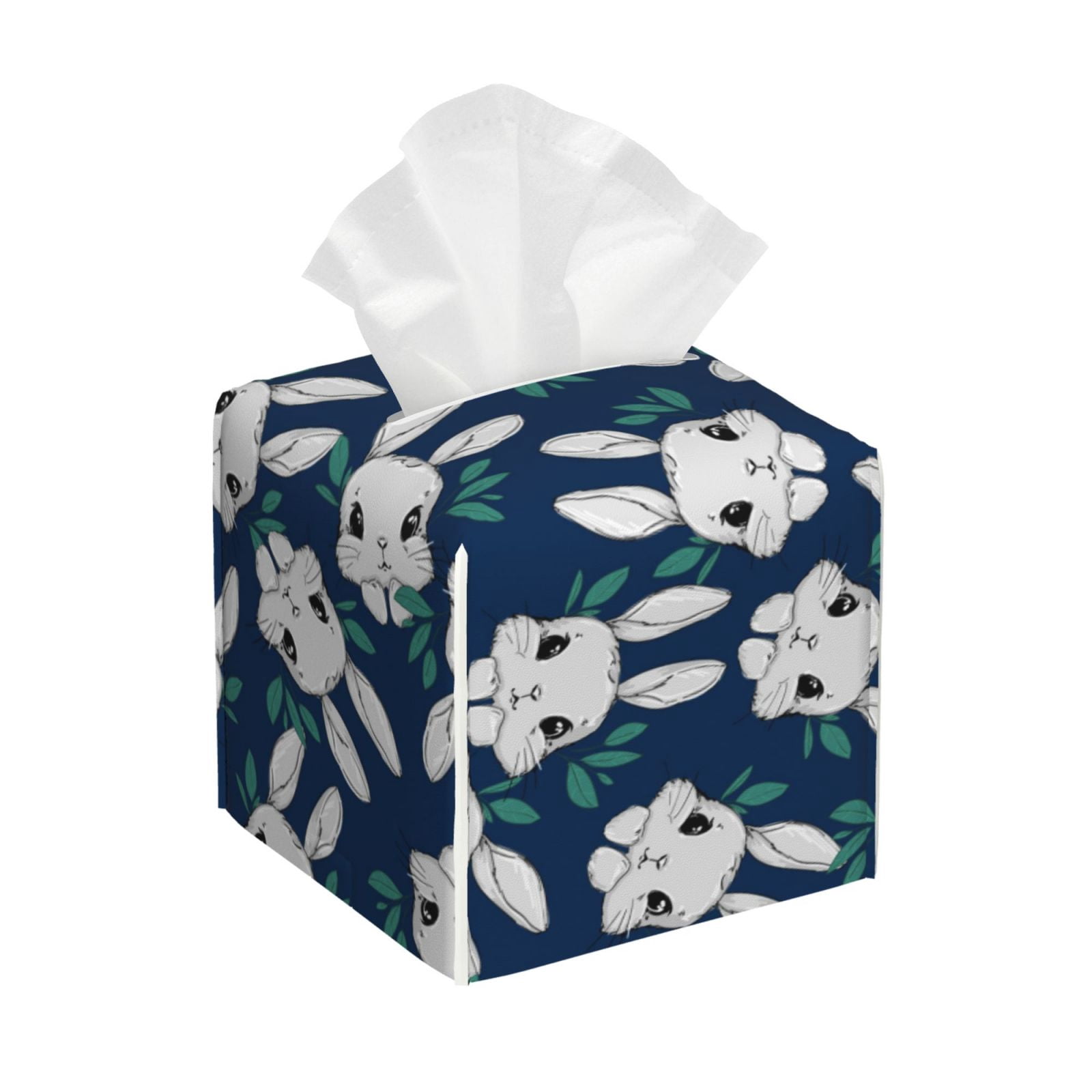Tissue Box Cover Cartoon Cute Rabbit Face Leaf Tissues Boxes Holder ...