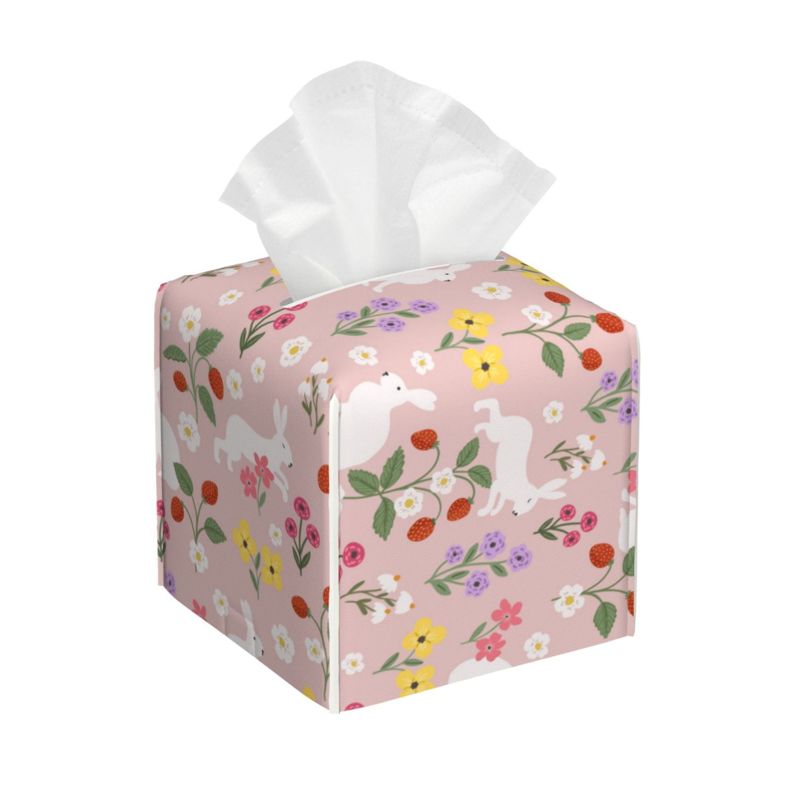 Tissue Box Cover Cartoon Cute Rabbit Flower_A Tissues Boxes Holder ...