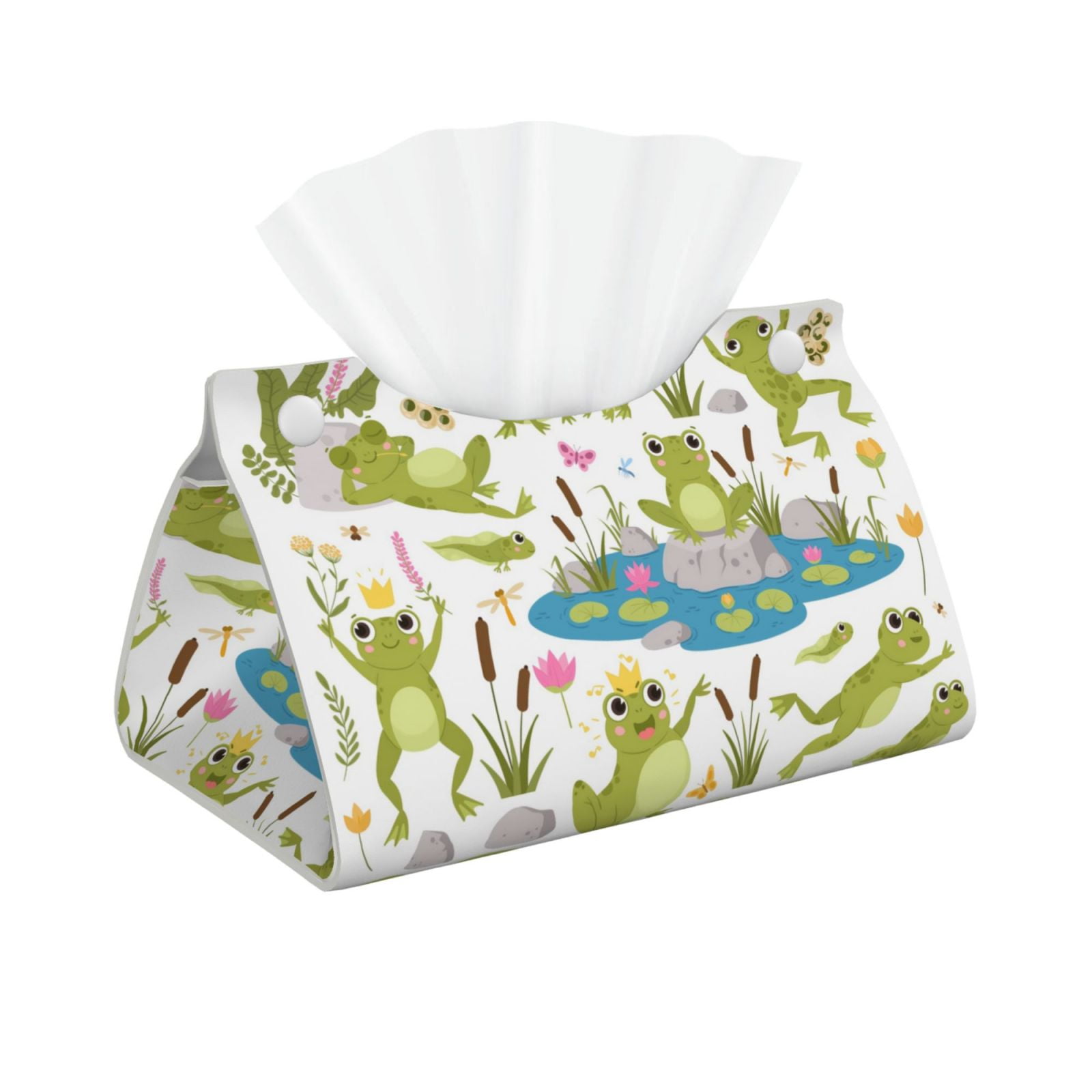 Tissue Box Cover, Cartoon Frogs Leather Rectangular Tissue Holder ...