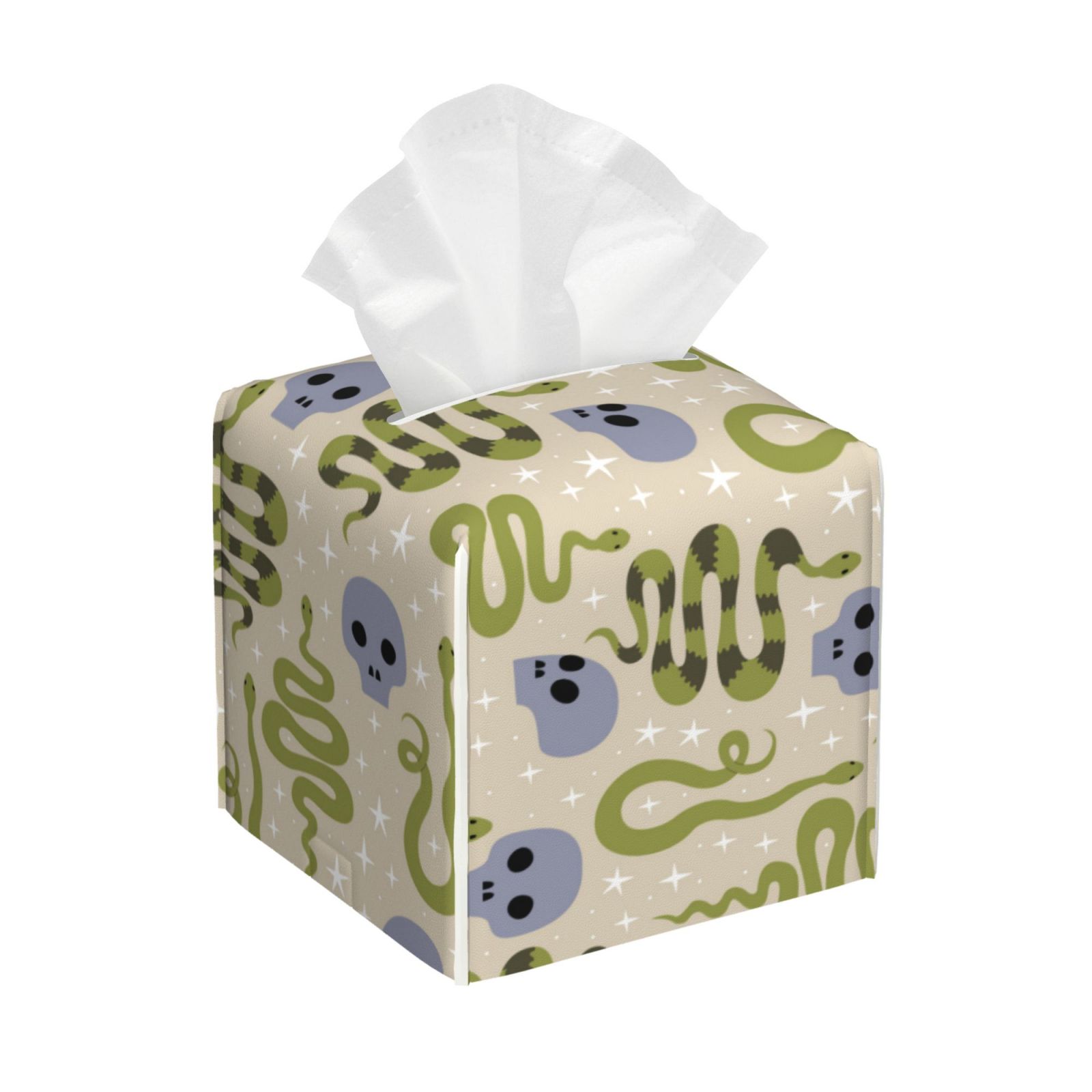 Tissue Box Cover Cartoon Green Cute Snake Skull Tissues Boxes Holder ...
