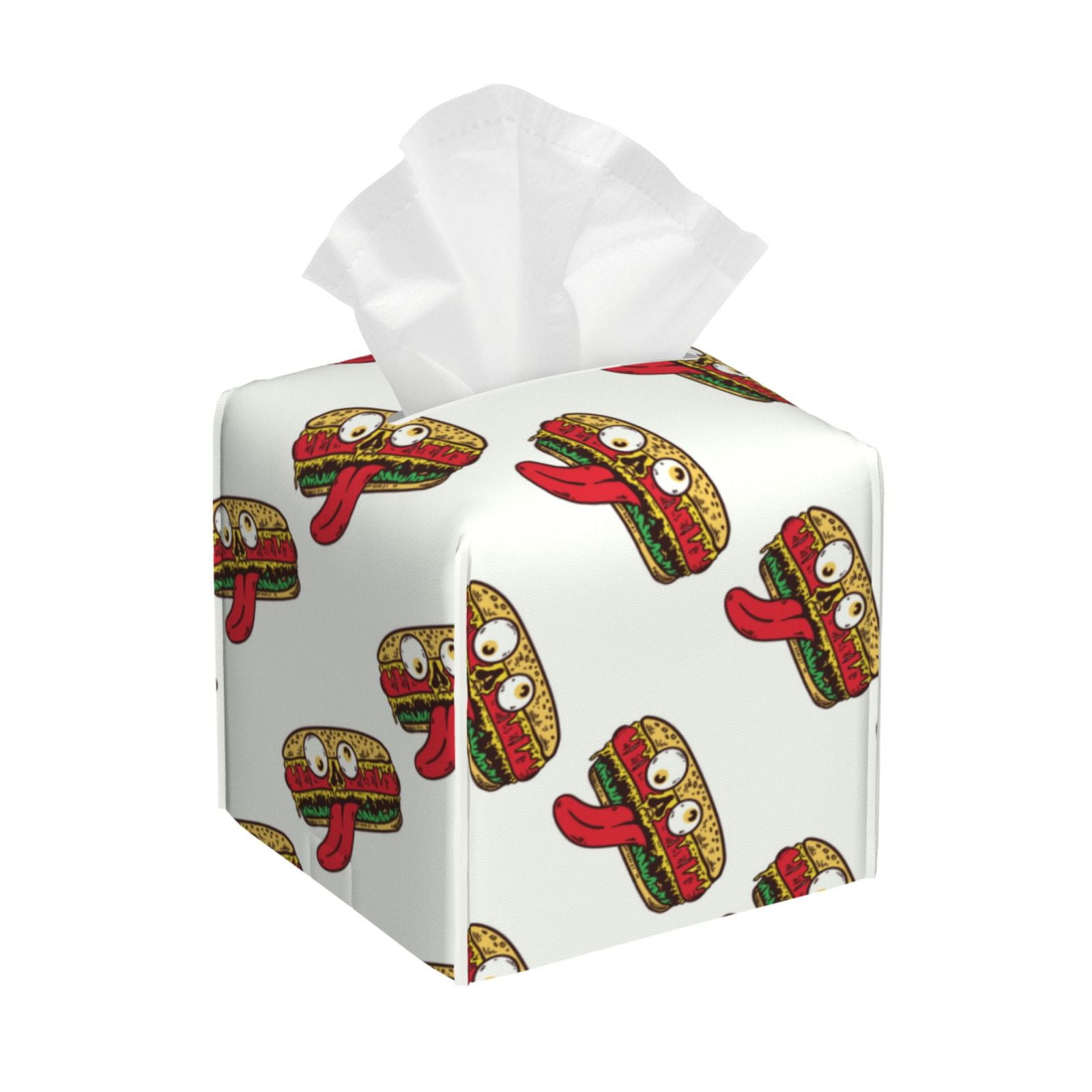 Tissue Box Cover, Cartoon Hot Dog Print Funny Leather Tissue Box Holder ...
