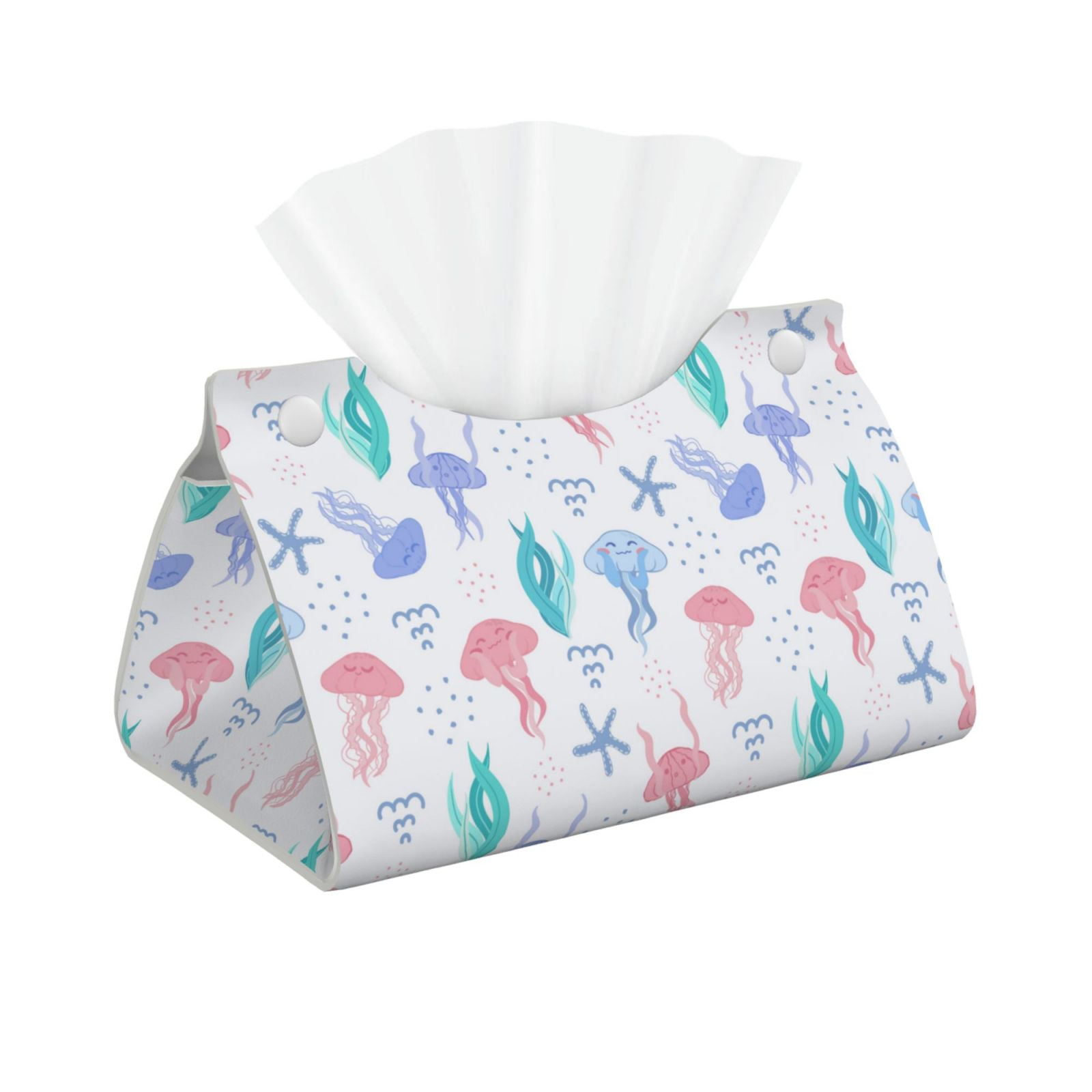 Tissue Box Cover, Cartoon Jellyfish Seaweed Leather Rectangular Tissue ...