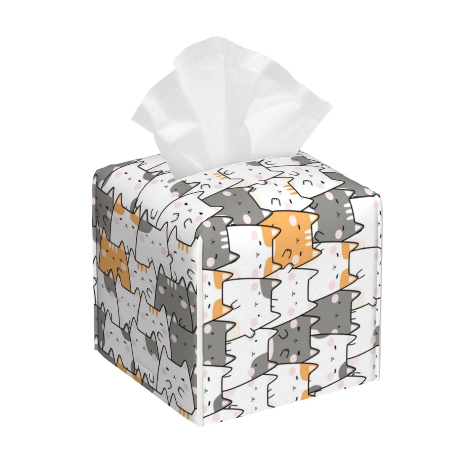 Tissue Box Cover Cartoon Lines Funny Cute Cat Tissues Boxes Holder ...
