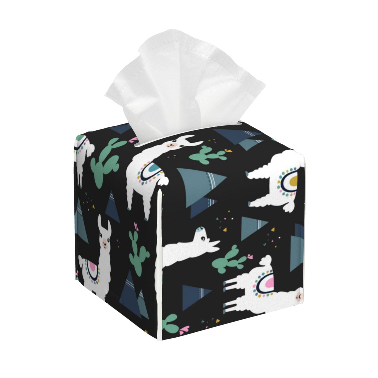 Tissue Box Cover Cartoon Pyramid Cute Alpaca Cactus Tissues Boxes ...