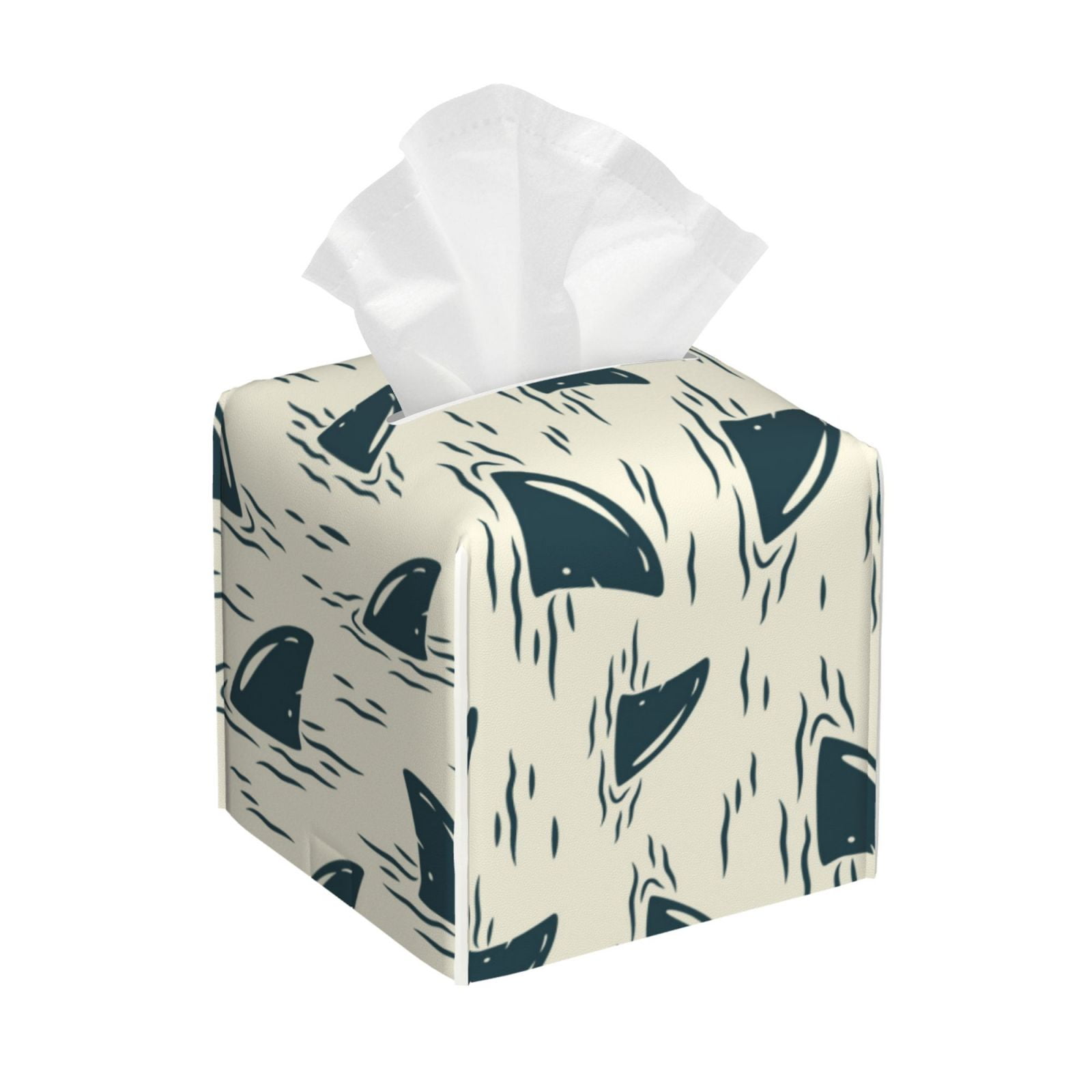 Tissue Box Cover, Cartoon Wavy Shark Fin Leather Tissue Box Holder ...