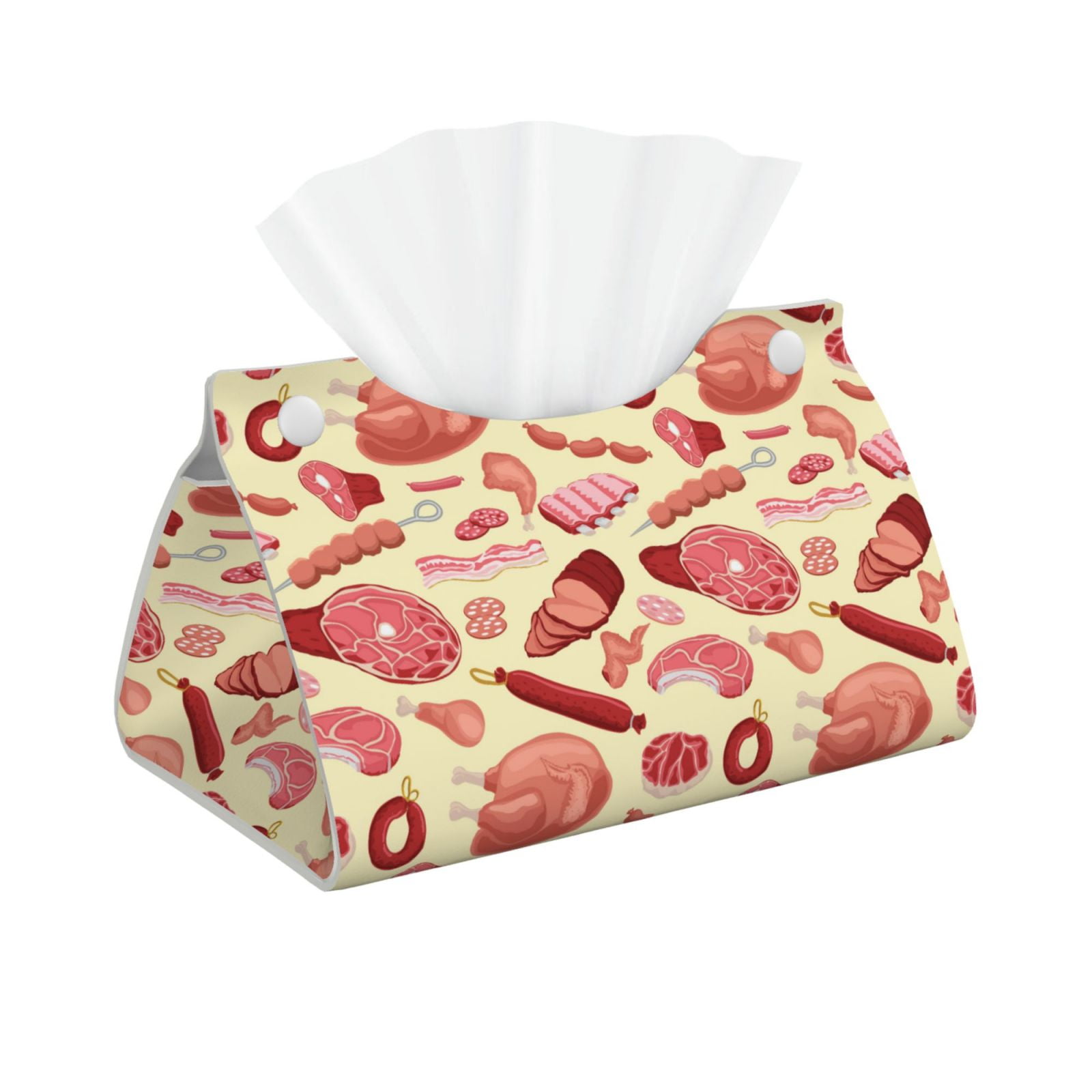 Tissue Box Cover, Chicken Wings Turkey Salami Print Leather Rectangular ...