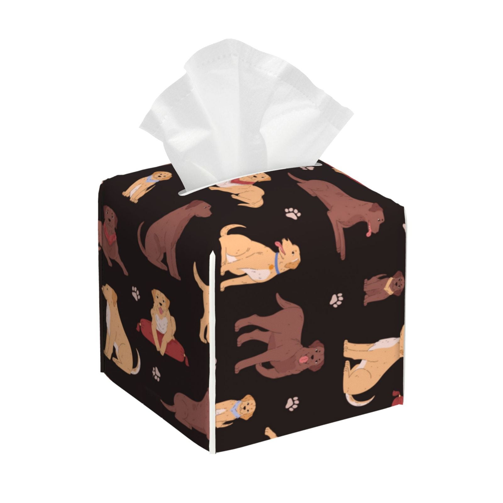 Tissue Box Cover, Chocolate Labrador Retriever Dog Leather Tissue Box ...