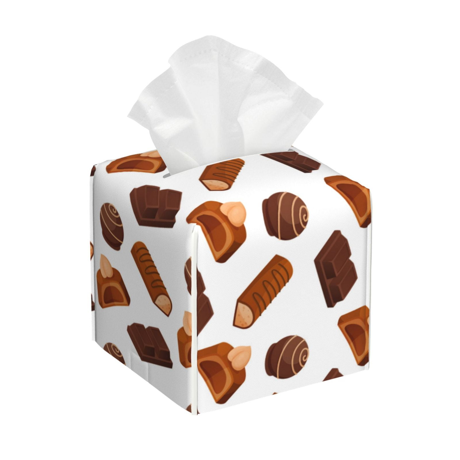 Tissue Box Cover, Chocolate Pattern No.9037 Leather Tissue Box Holder ...