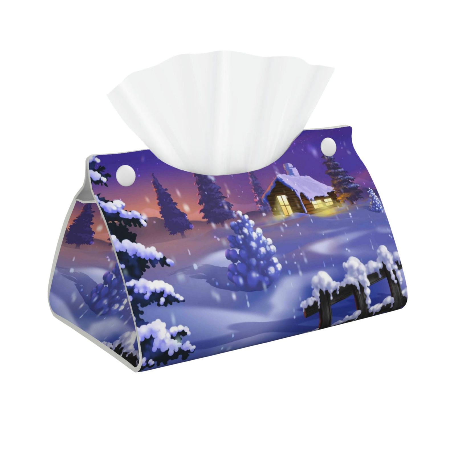 Tissue Box Cover, Christmas Igloo Rectangular Leather Tissue Holder ...