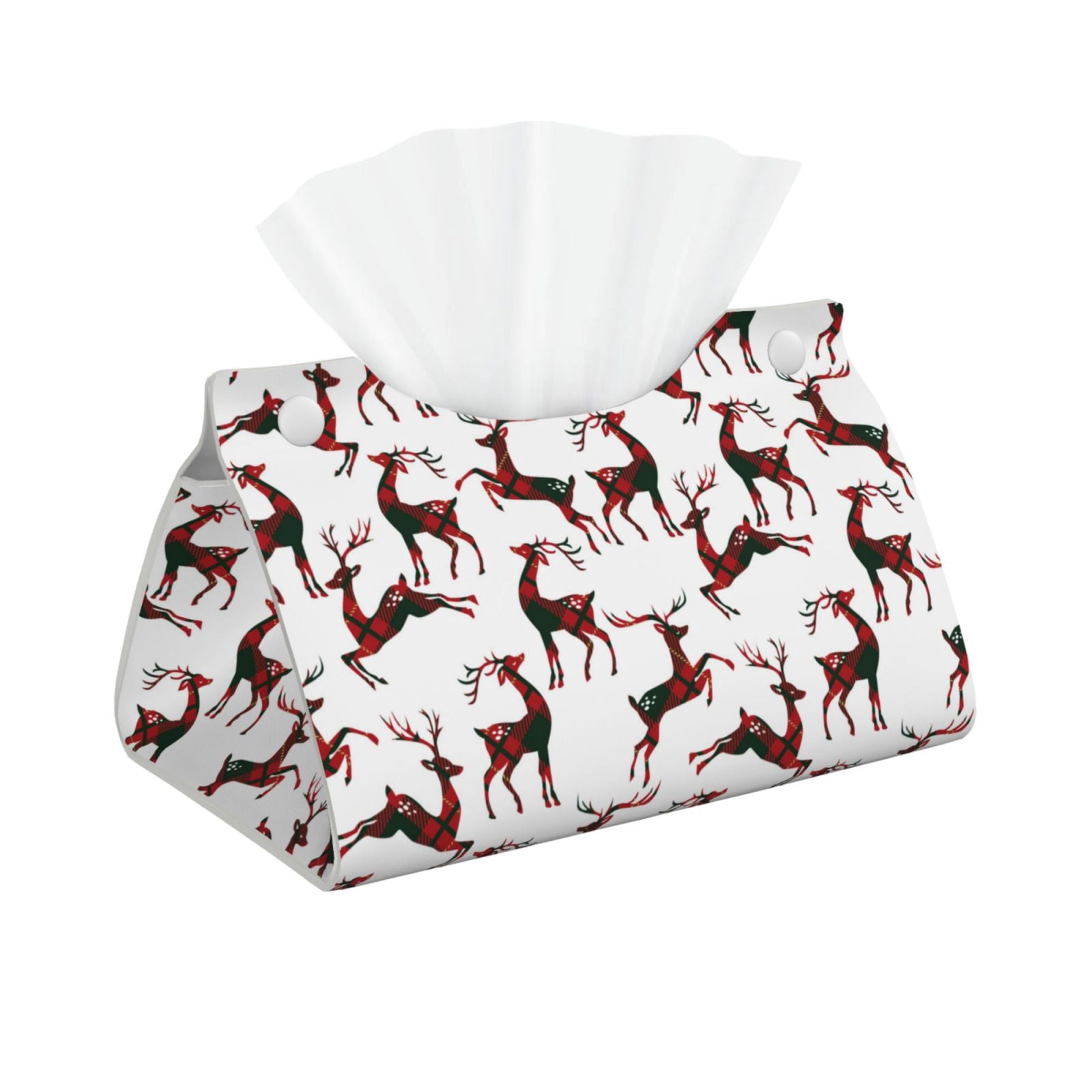 Tissue Box Cover Christmas Plaid Moose Tissues Boxes Holder Organizer ...