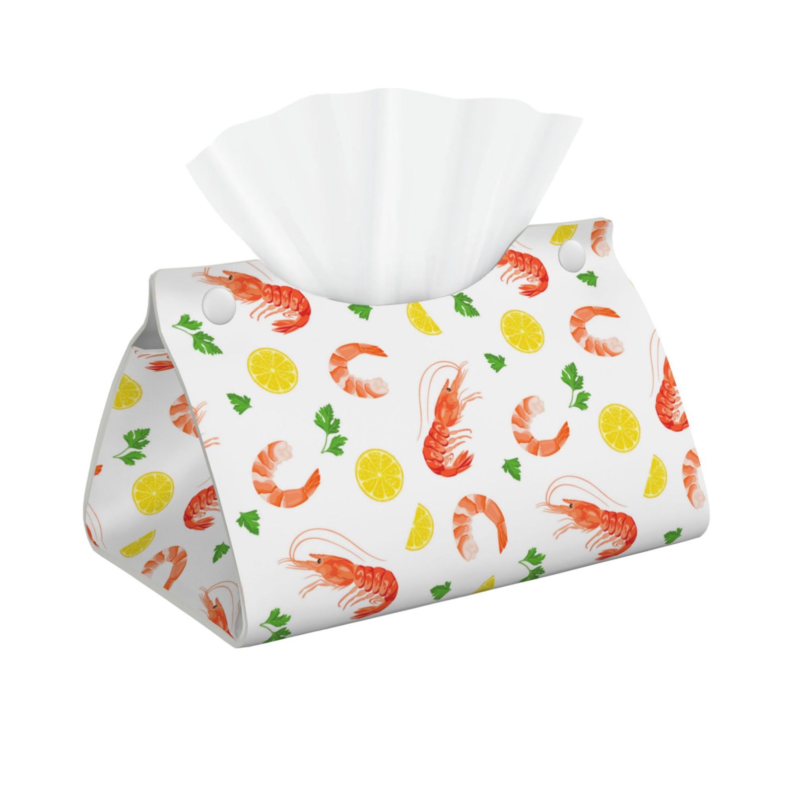 Tissue Box Cover, Cilantro Shrimp Lemon Long Leather Tissue Box Holder ...