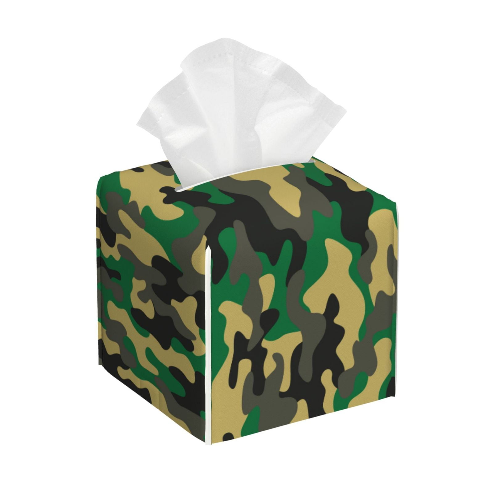 Tissue Box Cover, Classic Camo Green Leather Tissue Box Holder - Tissue ...