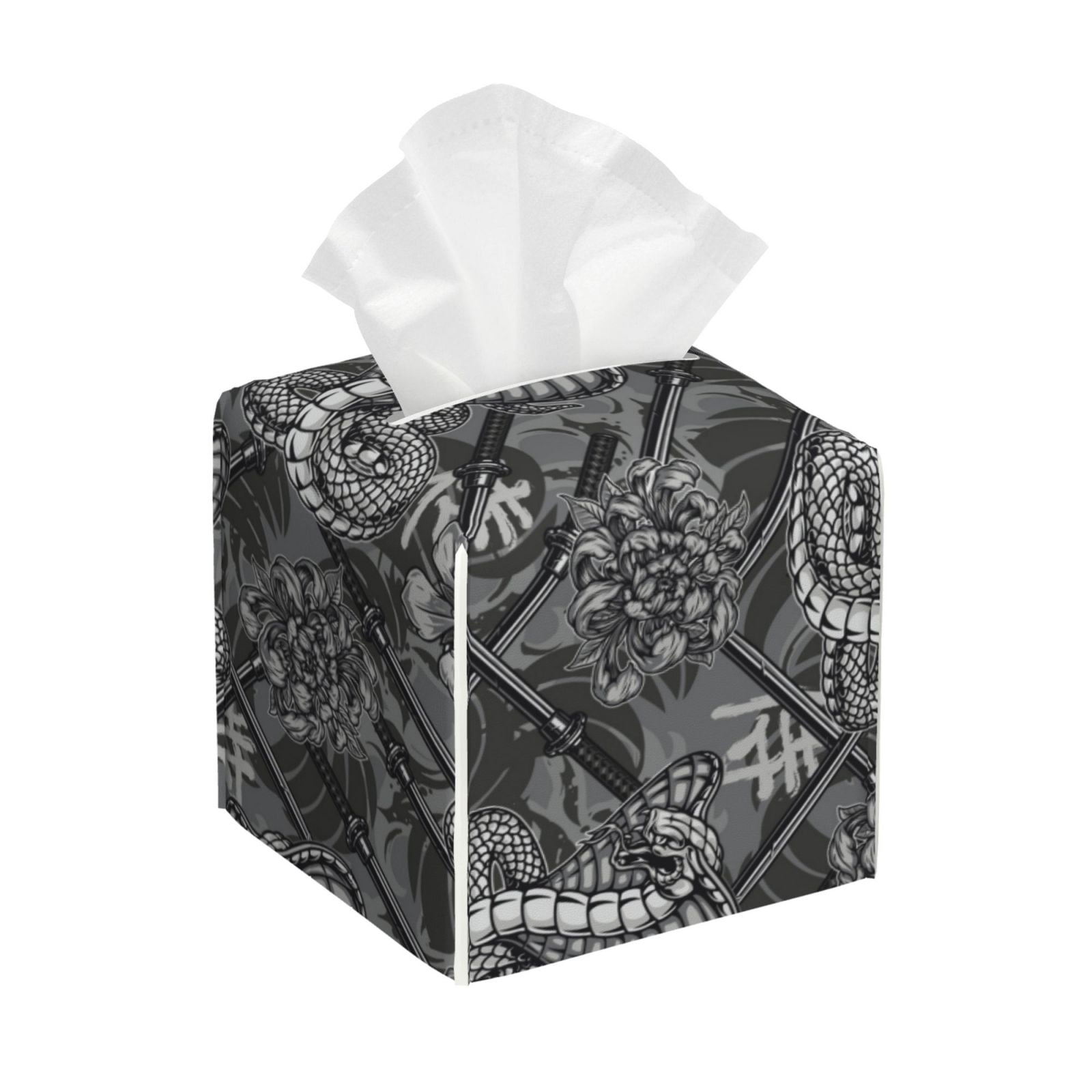 Tissue Box Cover, Classic Cartoon Cool Cobra Flower -Modern Square ...