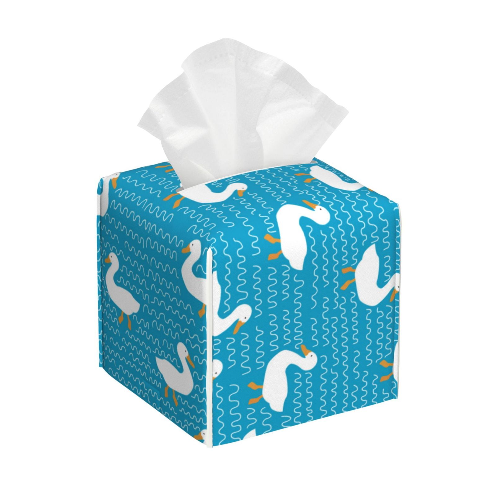 Tissue Box Cover, Classic Cute Duck Blue Leather Tissue Box Holder ...