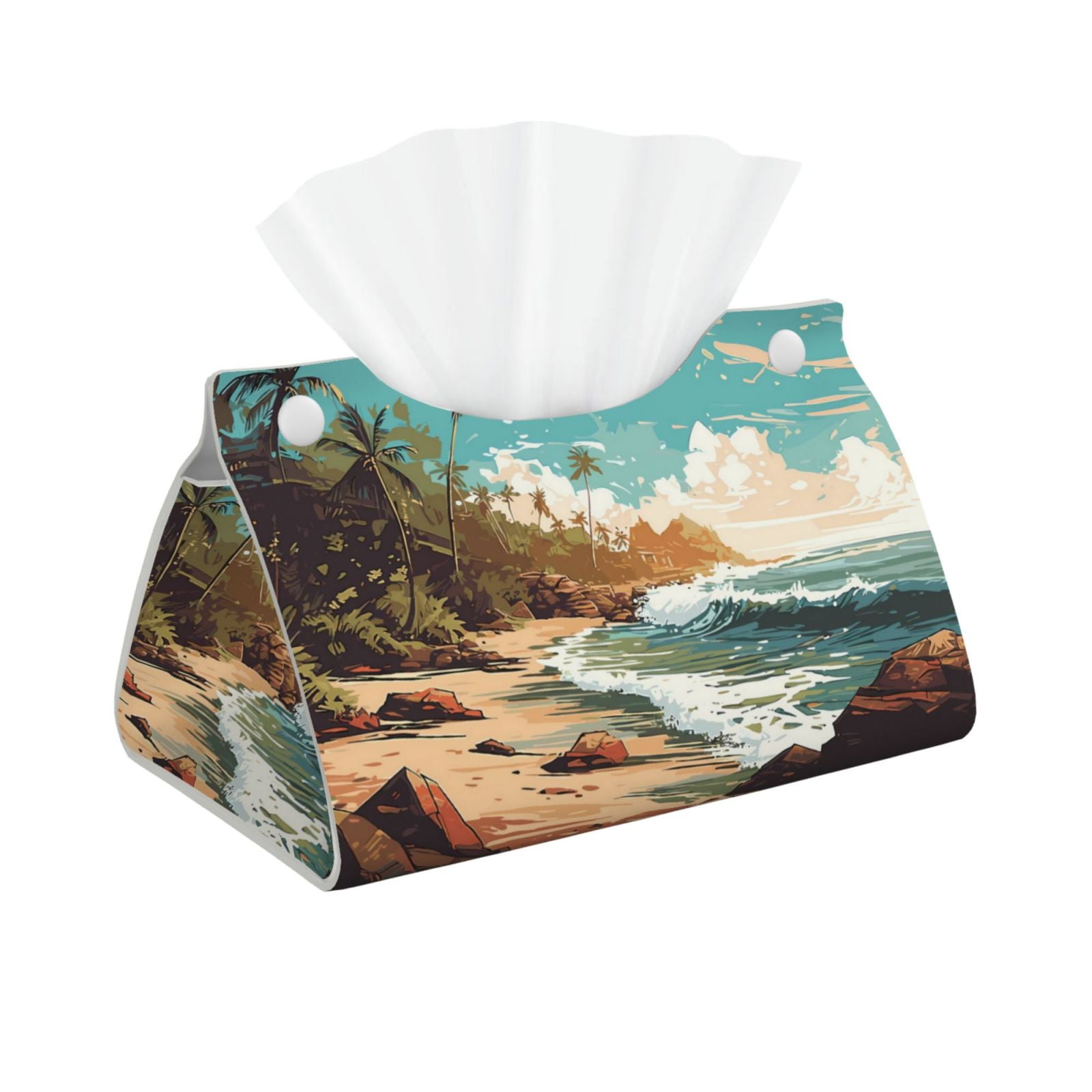 Tissue Box Cover Coastal Palm Beach Tissues Boxes Holder Organizer for ...