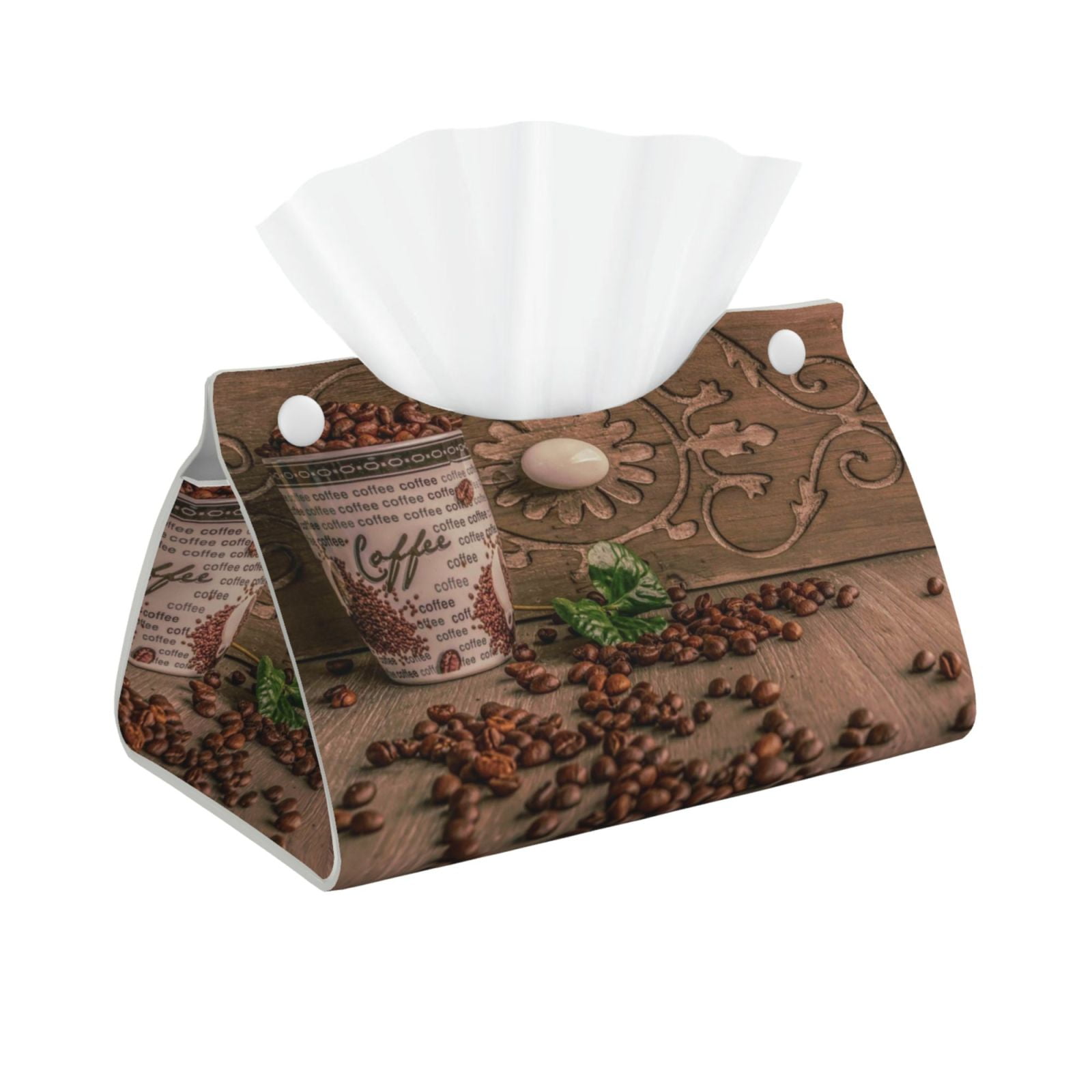 Tissue Box Cover, Coffee Beans Rectangular Leather Tissue Holder ...