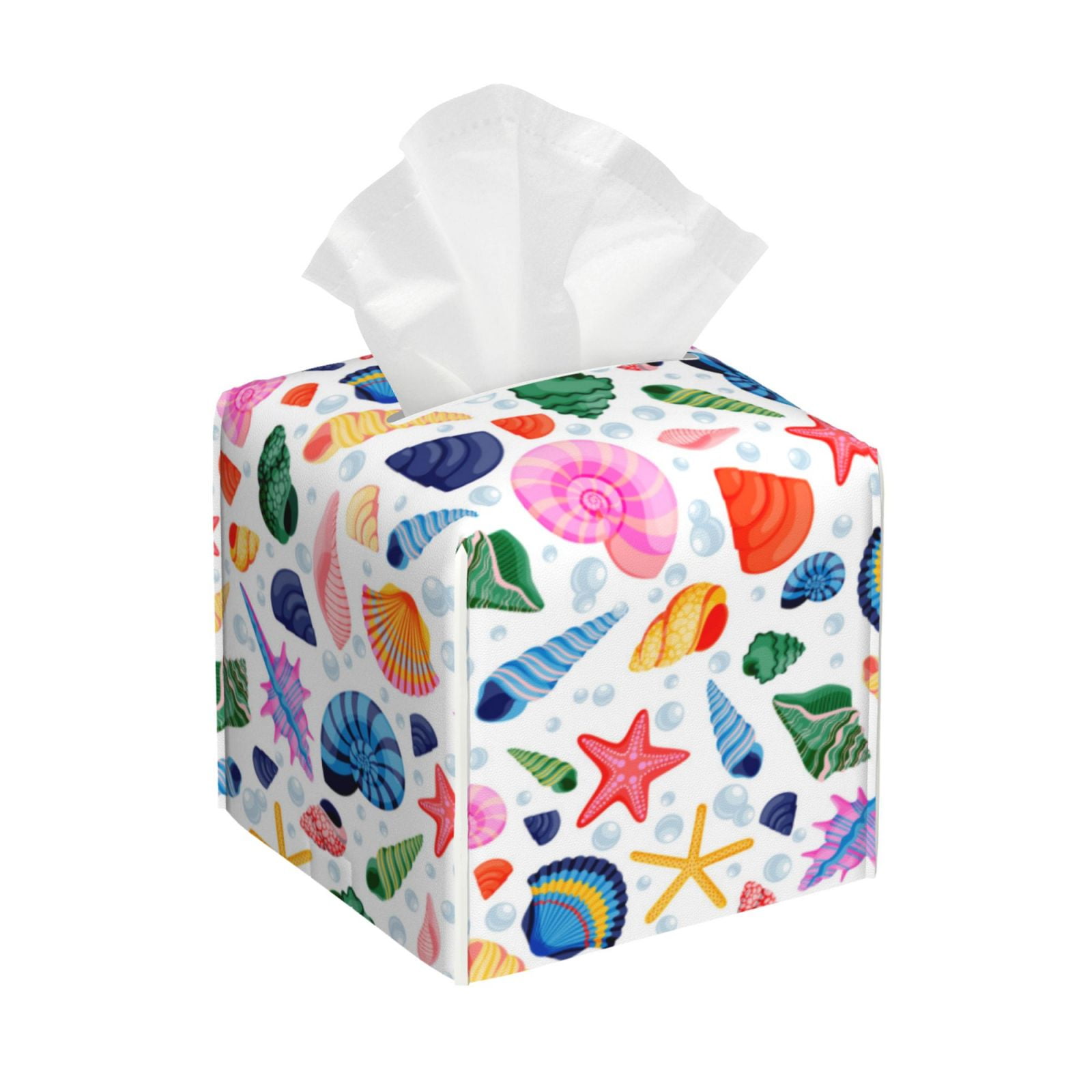 Tissue Box Cover Colorful Conch Print Tissues Boxes Holder Organizer ...
