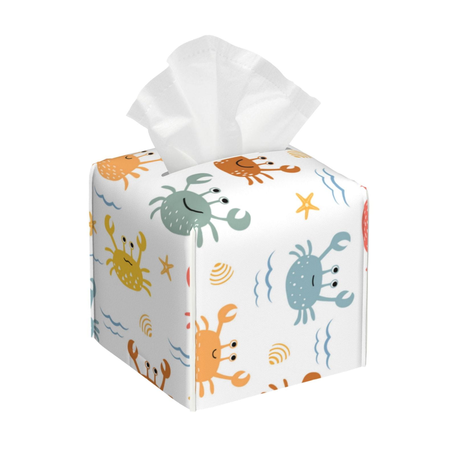 Tissue Box Cover Colorful Crabs Tissues Boxes Holder Organizer, Leather ...