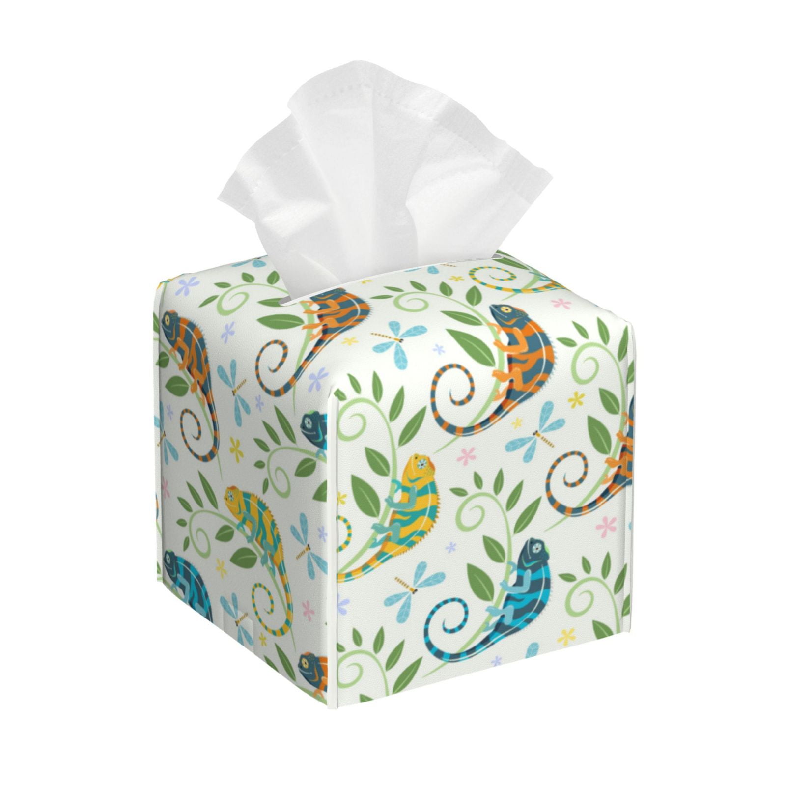 Tissue Box Cover Colorful Cute Chameleon Dragonfly Tissues Boxes Holder ...