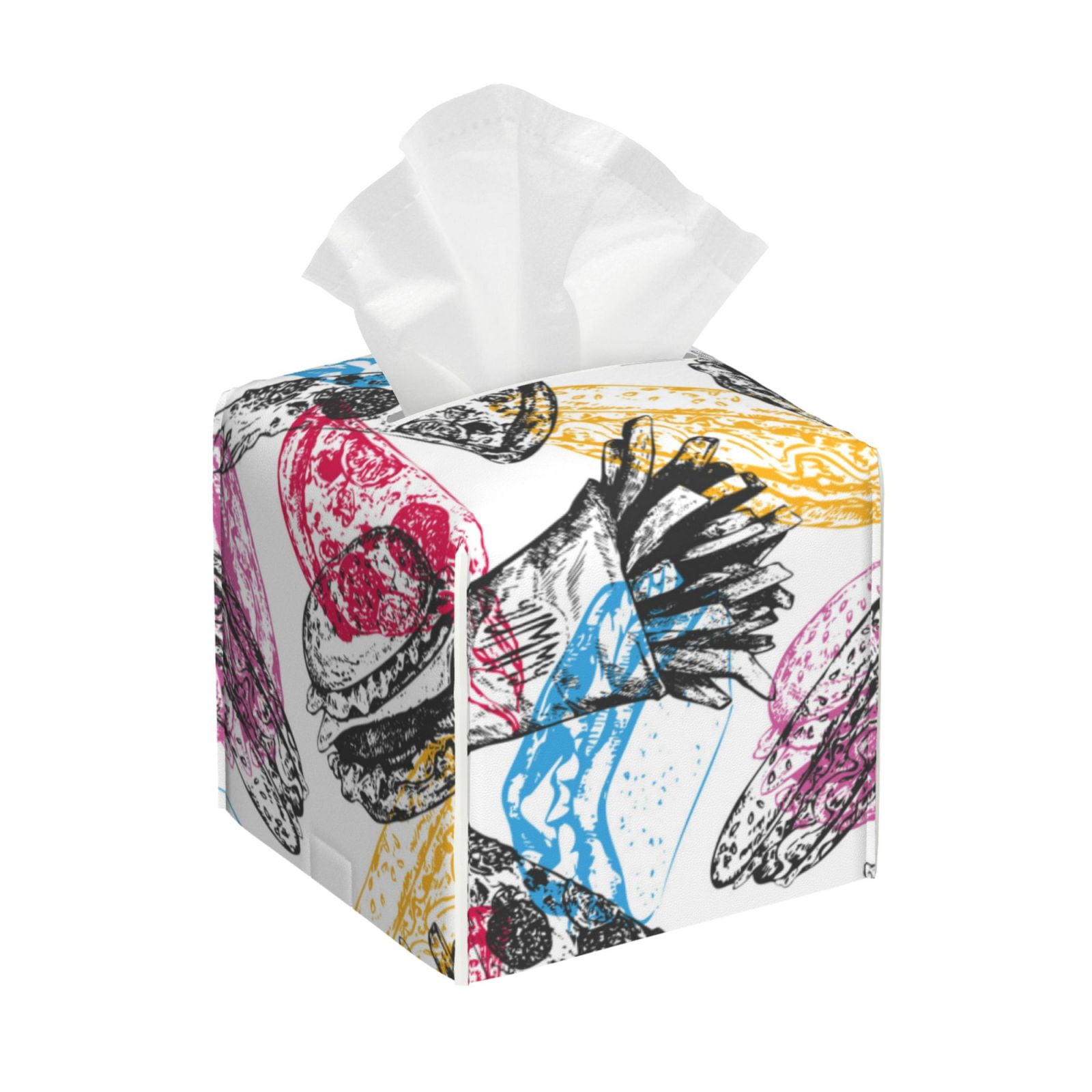 Tissue Box Cover, Colorful Cute Food Leather Tissue Box Holder - Tissue ...