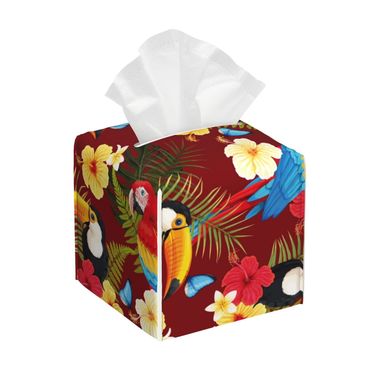 Tissue Box Cover Colorful Cute Parrot Toucan Bird Tissues Boxes Holder ...