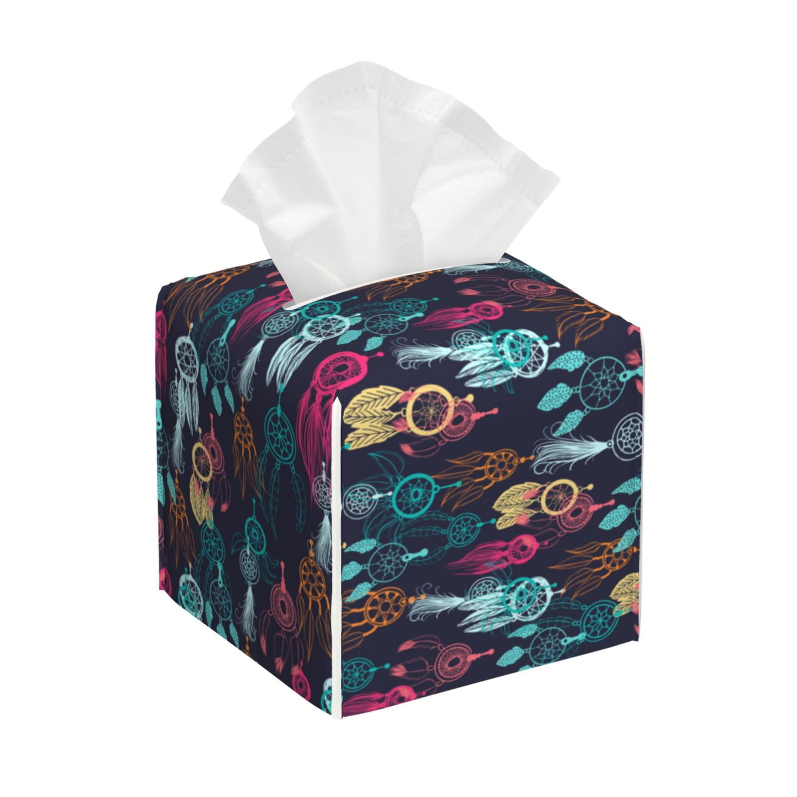 Tissue Box Cover - Colorful Dreamcatcher1 Modern Square Leather Tissue ...