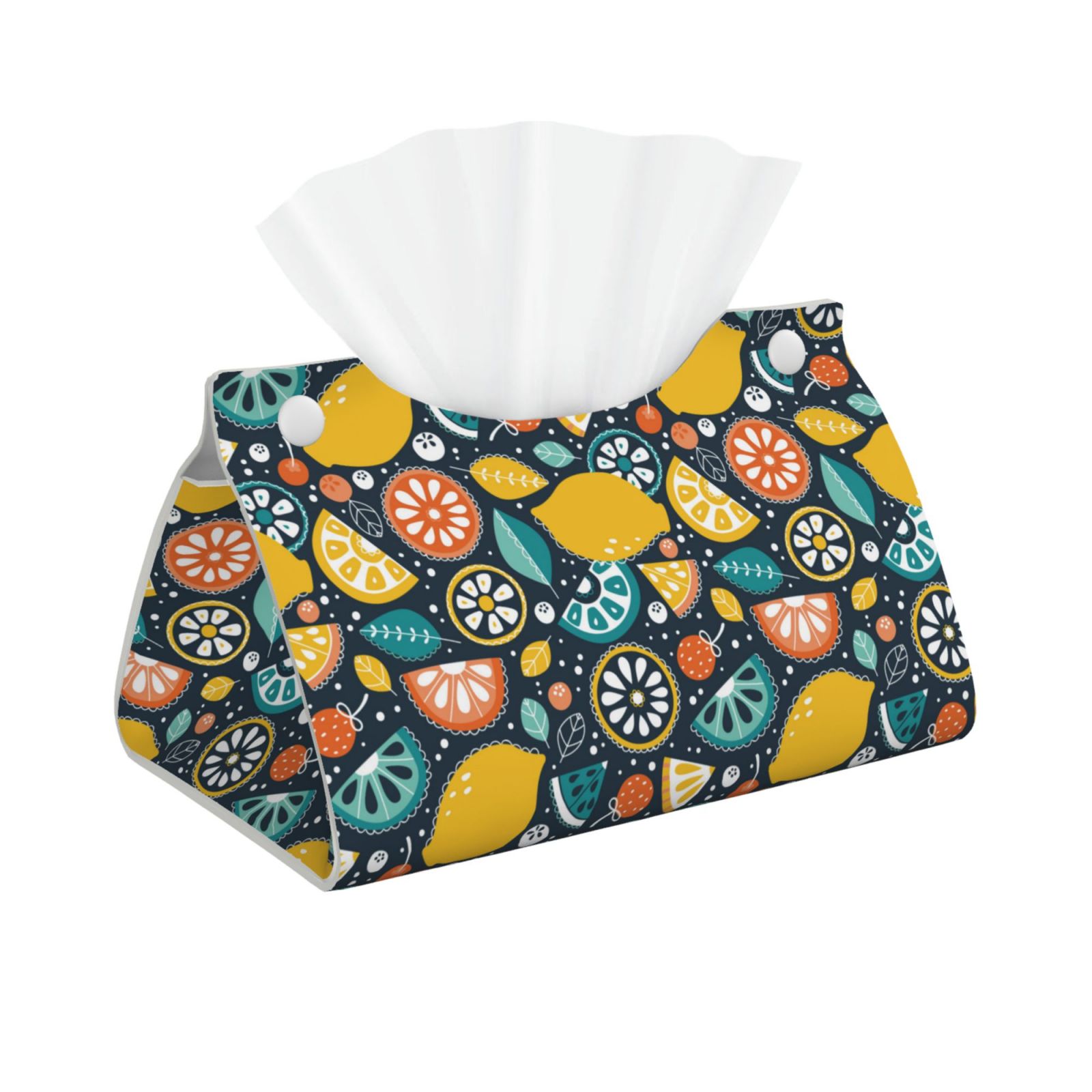 Tissue Box Cover, Colorful Lemon Print Leather Rectangular Tissue ...