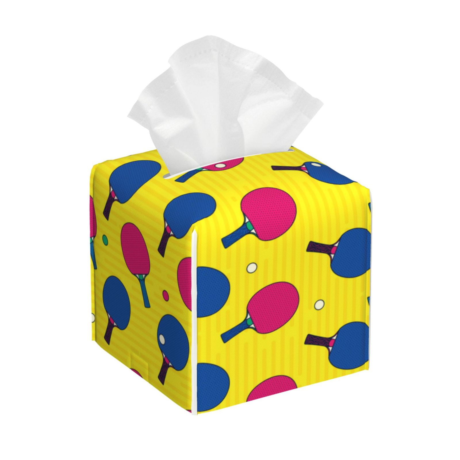 Tissue Box Cover, Colorful Ping Pong Leather Tissue Box Holder - Tissue ...