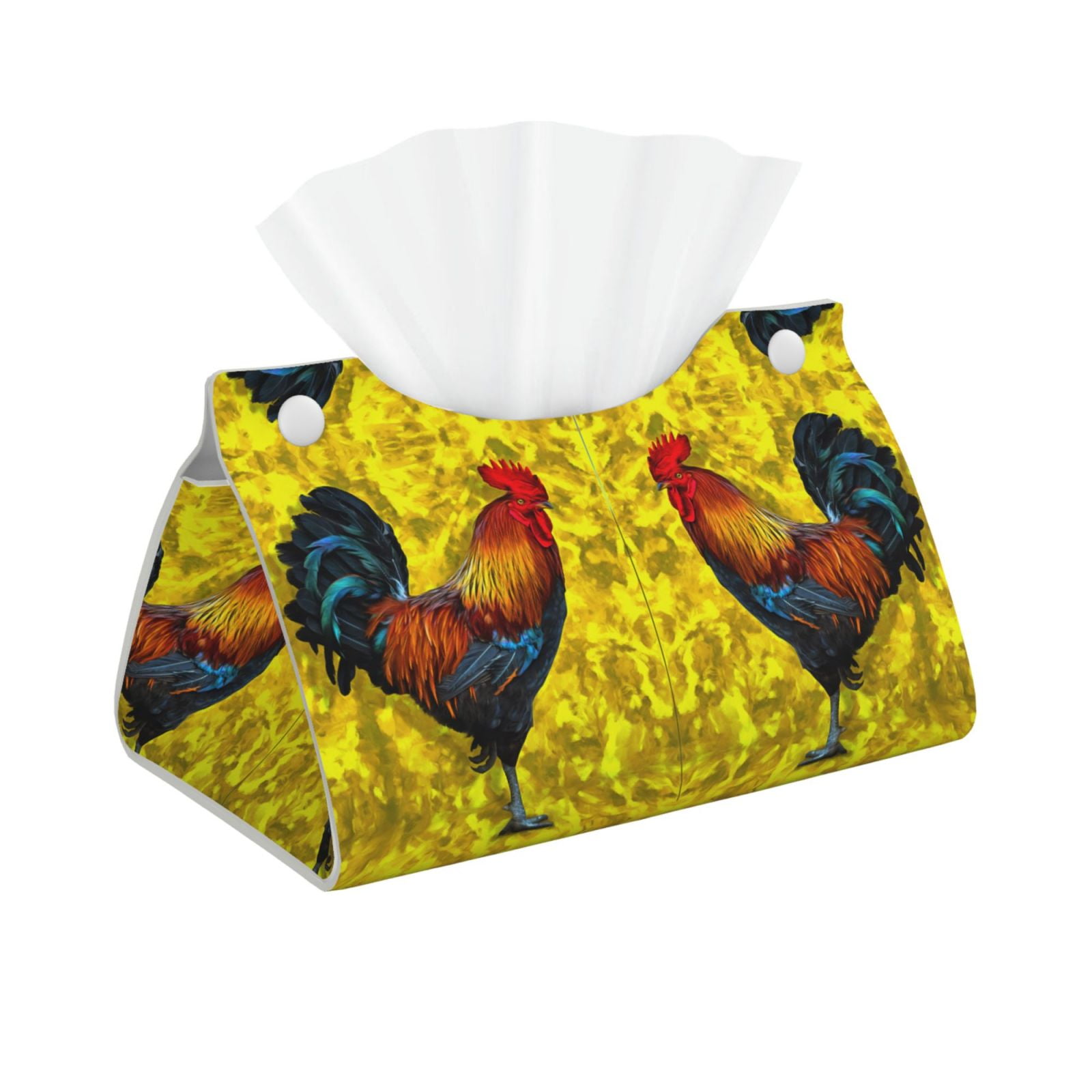 Tissue Box Cover, Colorful Rooster Rectangular Leather Tissue Holder ...