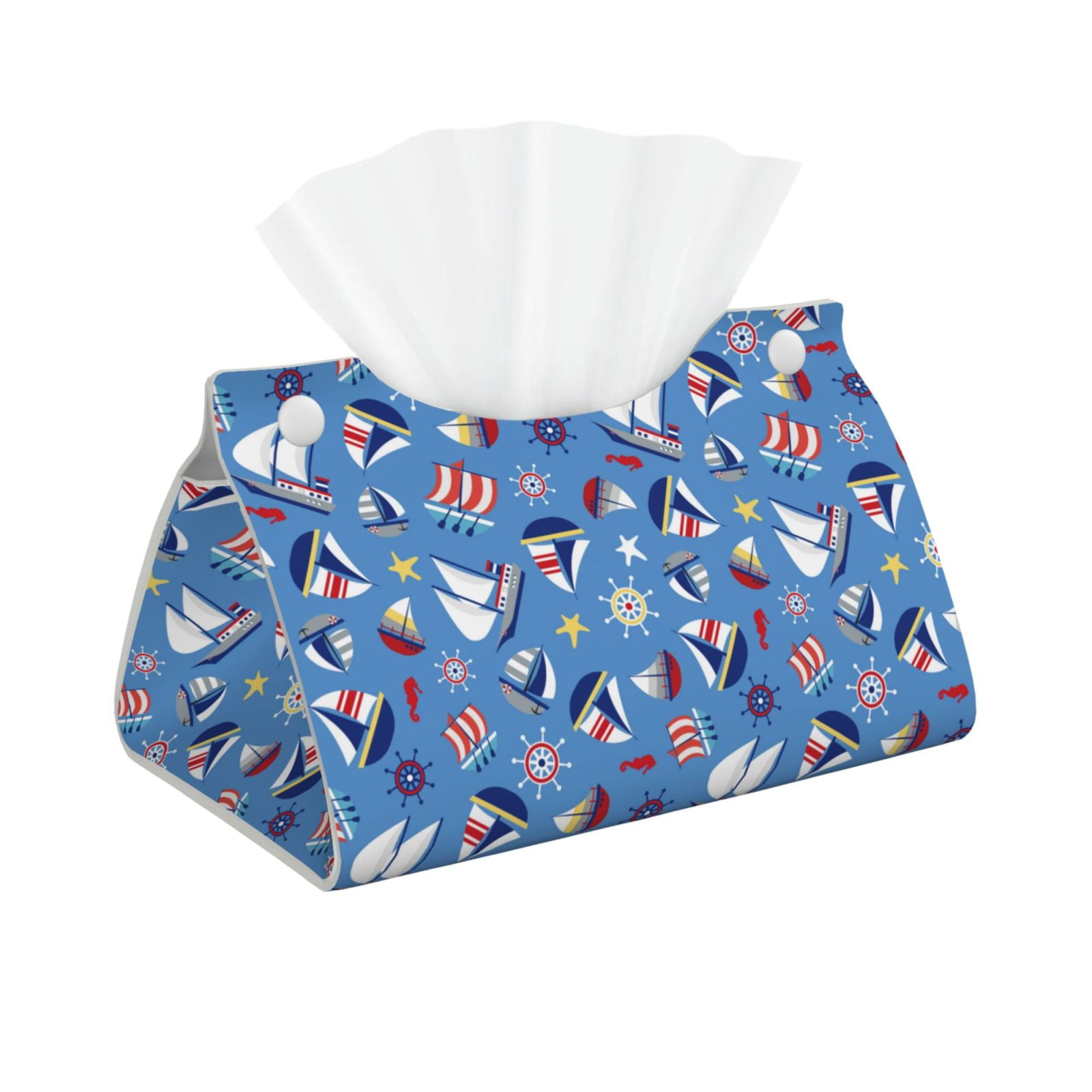 Tissue Box Cover, Colorful Sailing Ship Rectangular Leather Tissue ...
