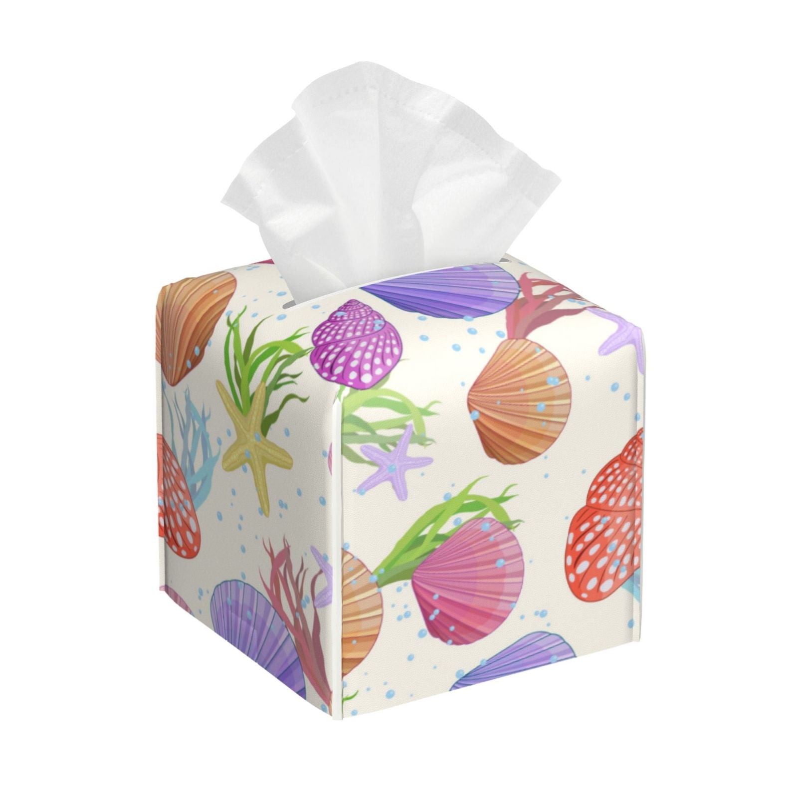 Tissue Box Cover Colorful Shell Conch Tissues Boxes Holder Organizer ...