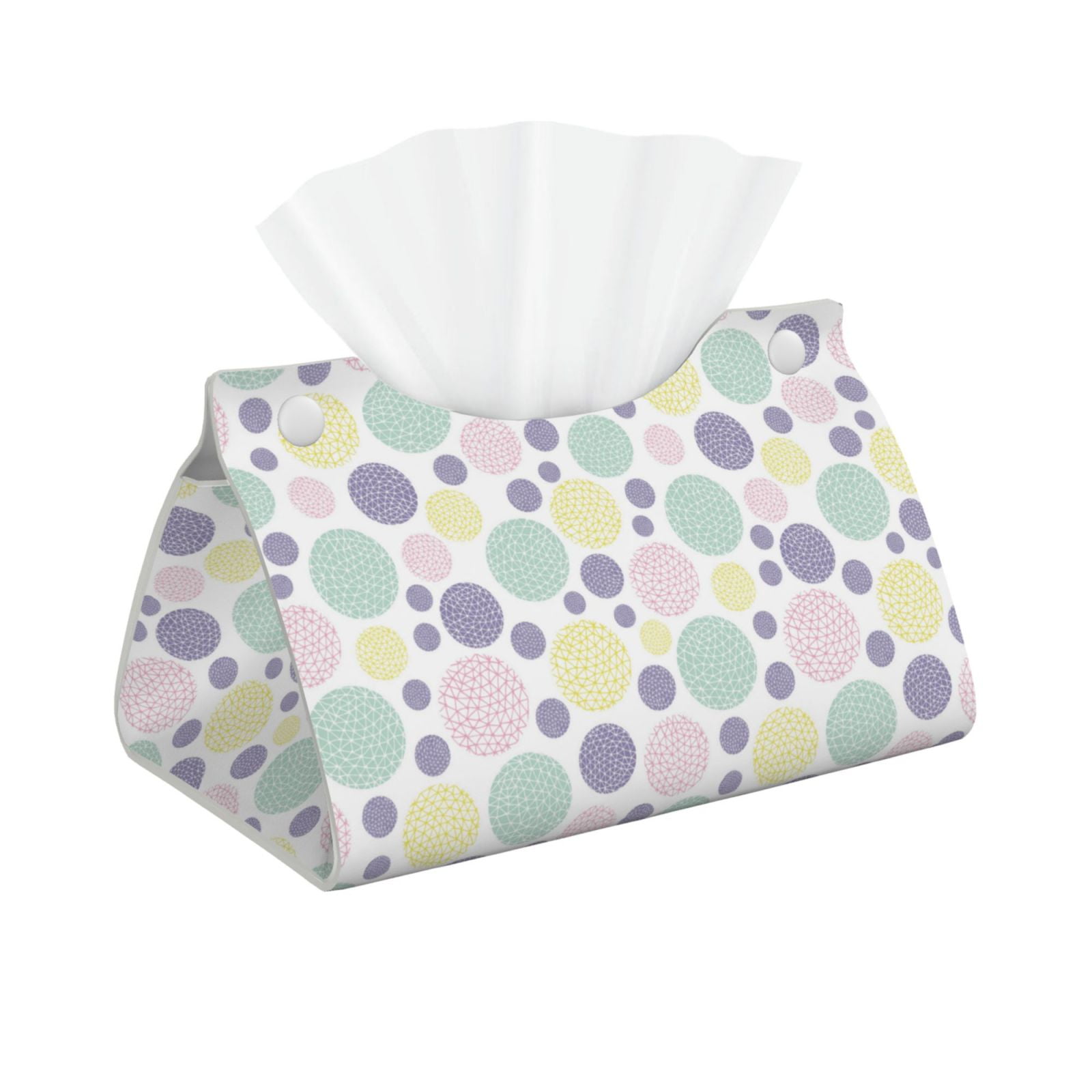 Tissue Box Cover, Colorful Spotty Circular Leather Rectangular Tissue ...