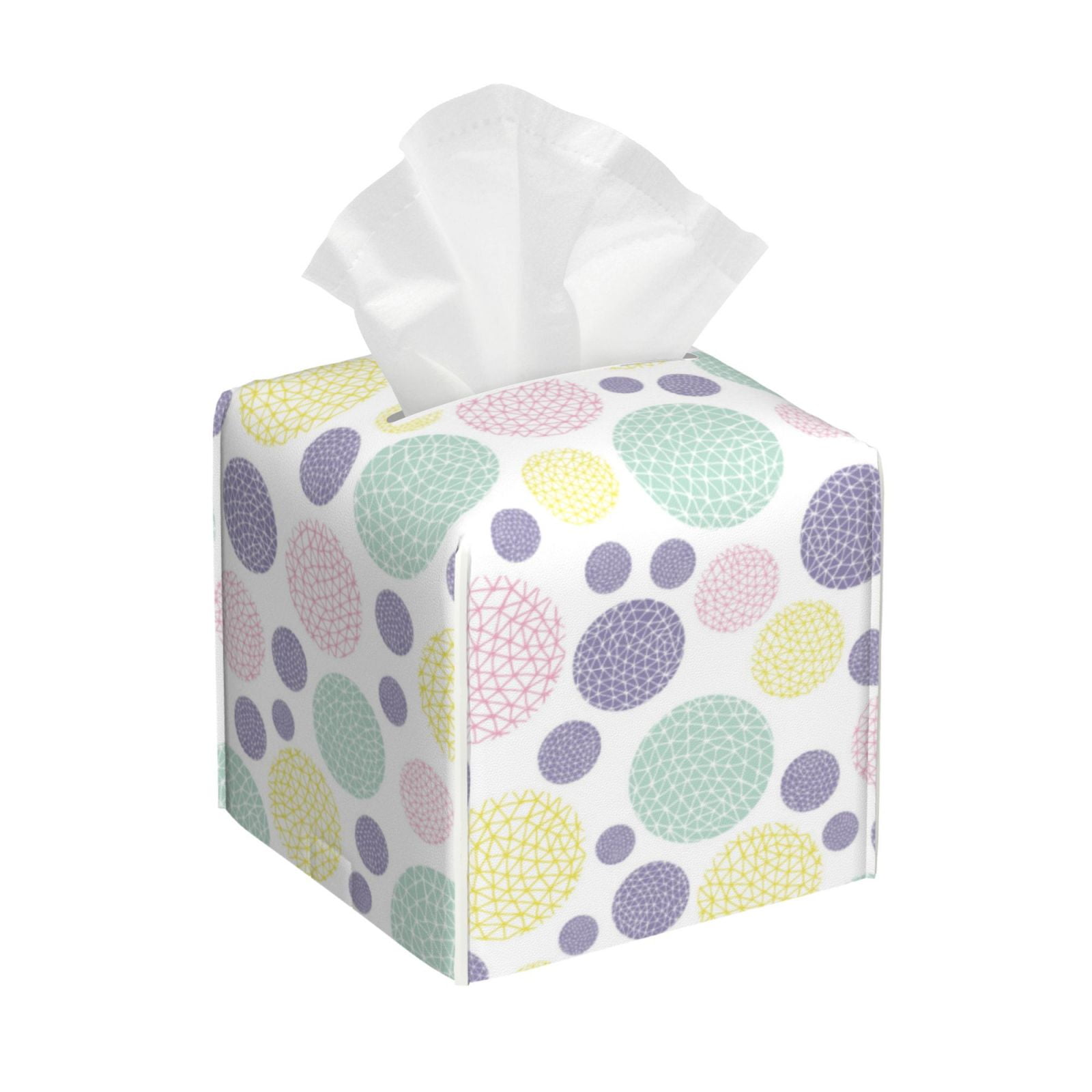 Tissue Box Cover, Colorful Spotty circular Leather Tissue Box Holder ...