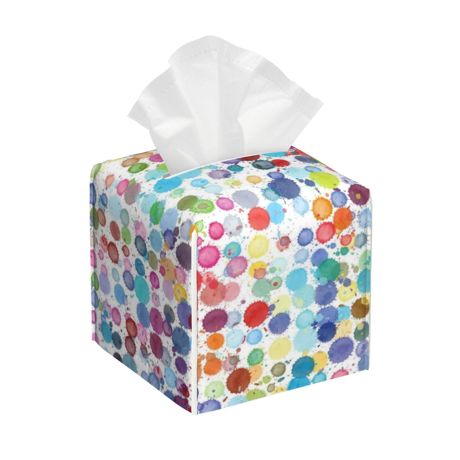 Tissue Box Cover Colorful Watercolor Dots Tissues Boxes Holder ...