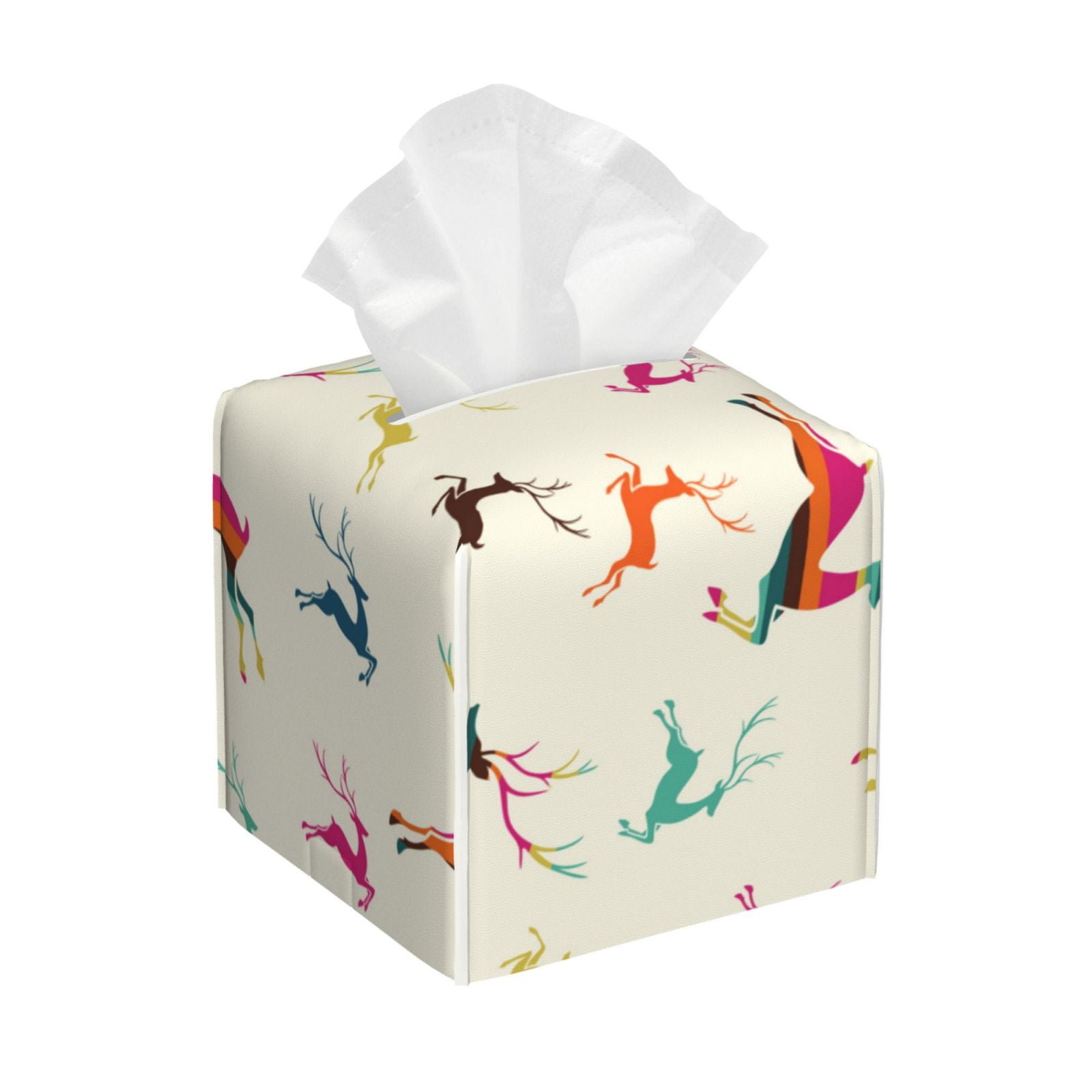 Tissue Box Cover Colorful elk Tissues Boxes Holder Organizer, Leather ...