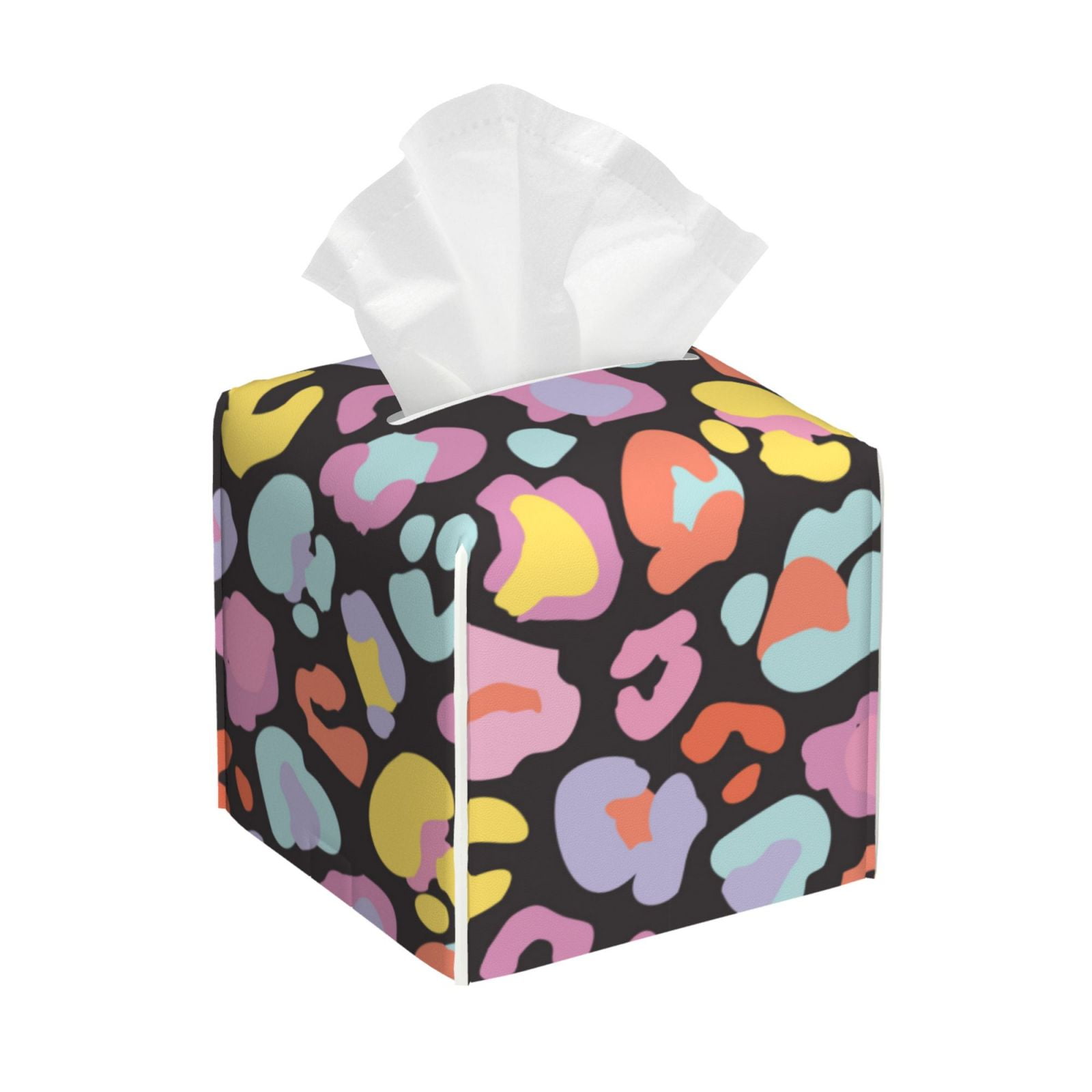 Tissue Box Cover, Colorful leopard spot -Modern Square Leather Tissue ...