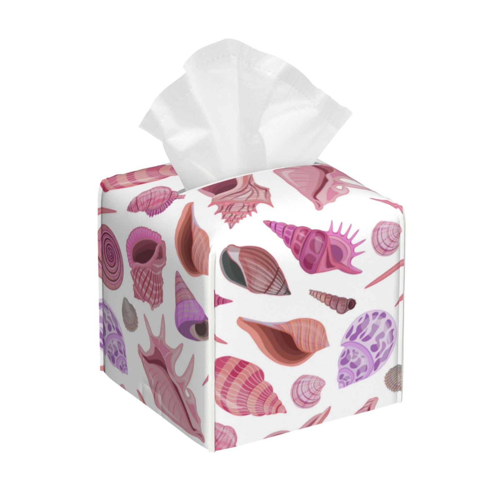 Tissue Box Cover, Conch Pink Leather Tissue Box Holder - Tissue Case ...