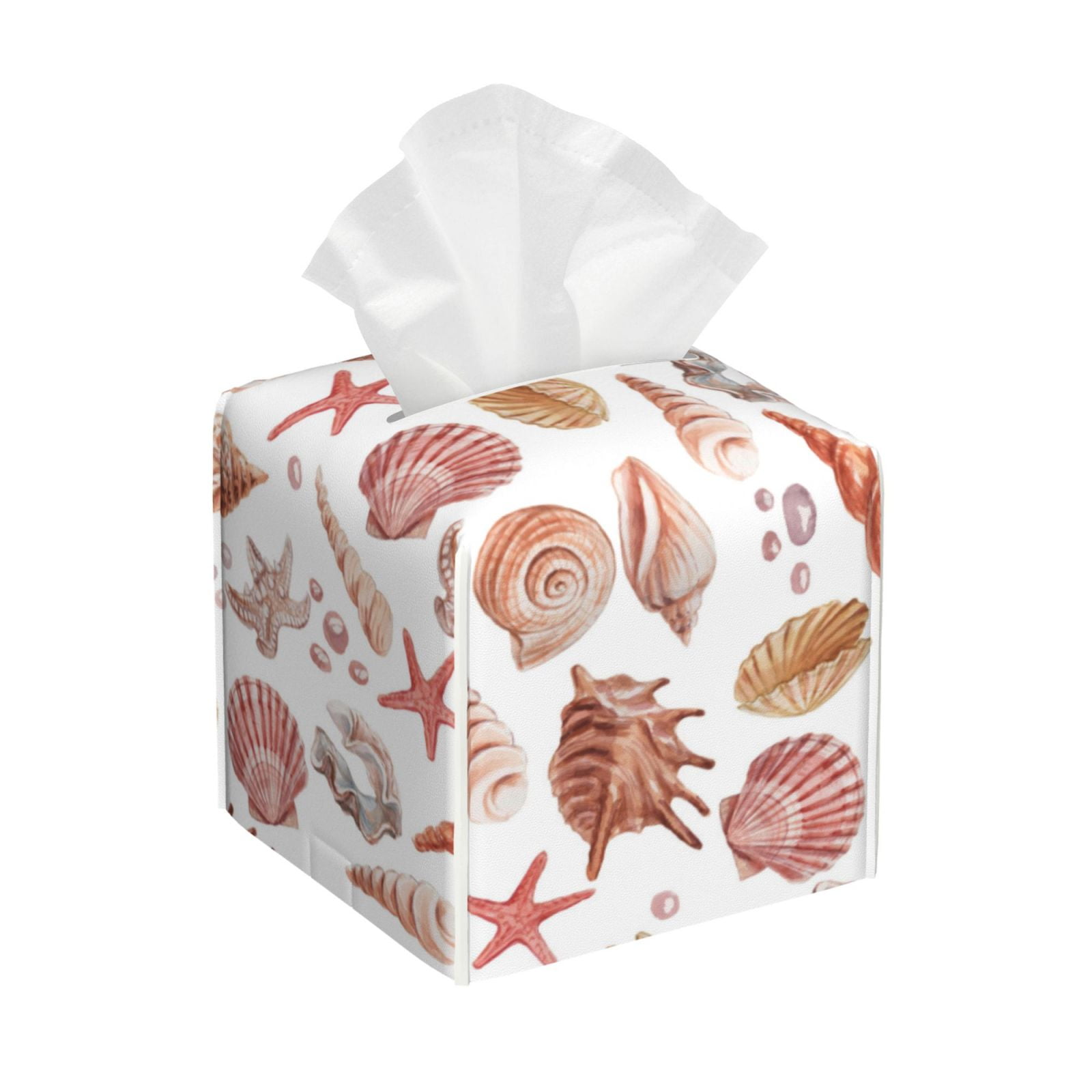 Tissue Box Cover, Conch Shell No.J927 Leather Tissue Box Holder ...