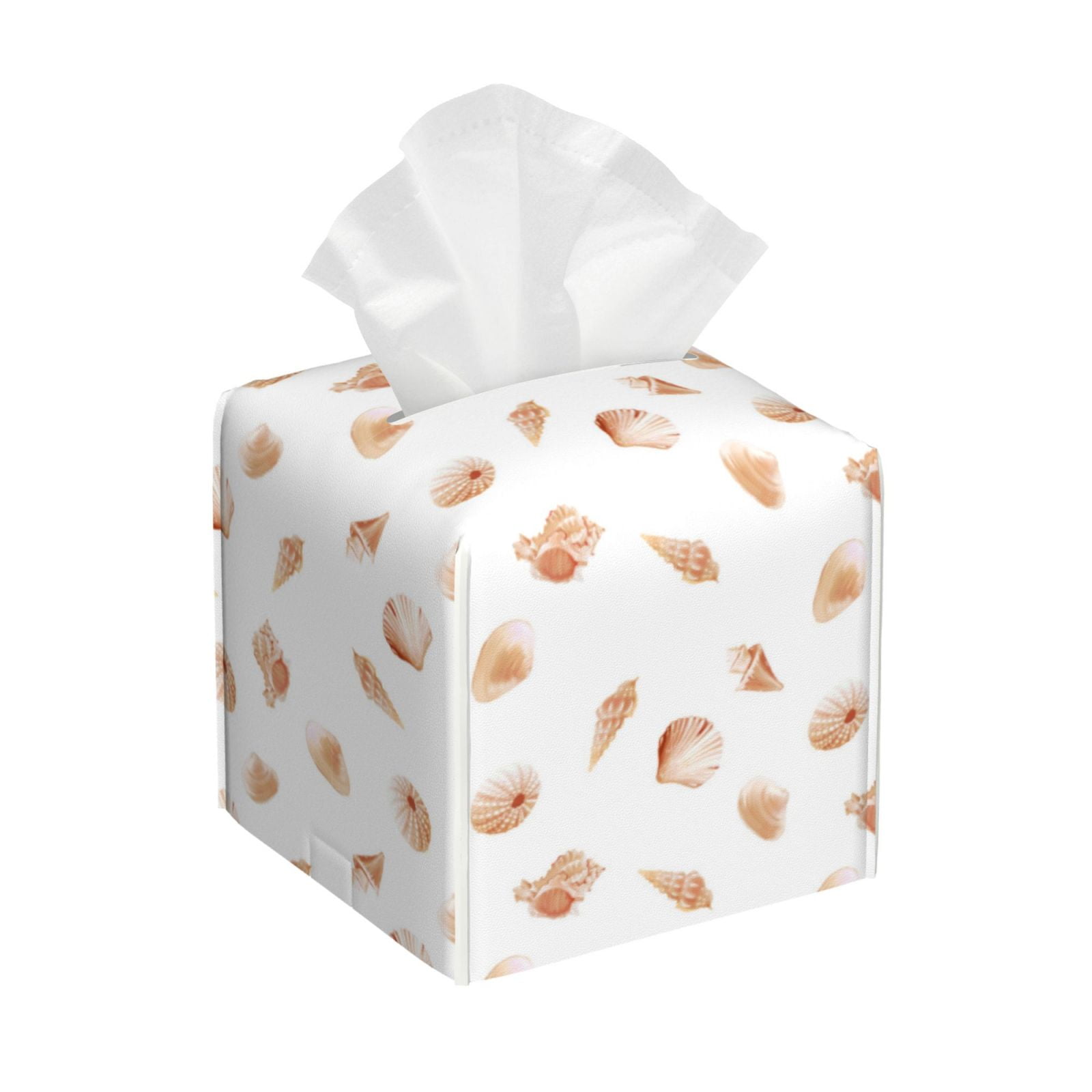Tissue Box Cover, Conch Shells Print No.9027 Leather Tissue Box Holder ...