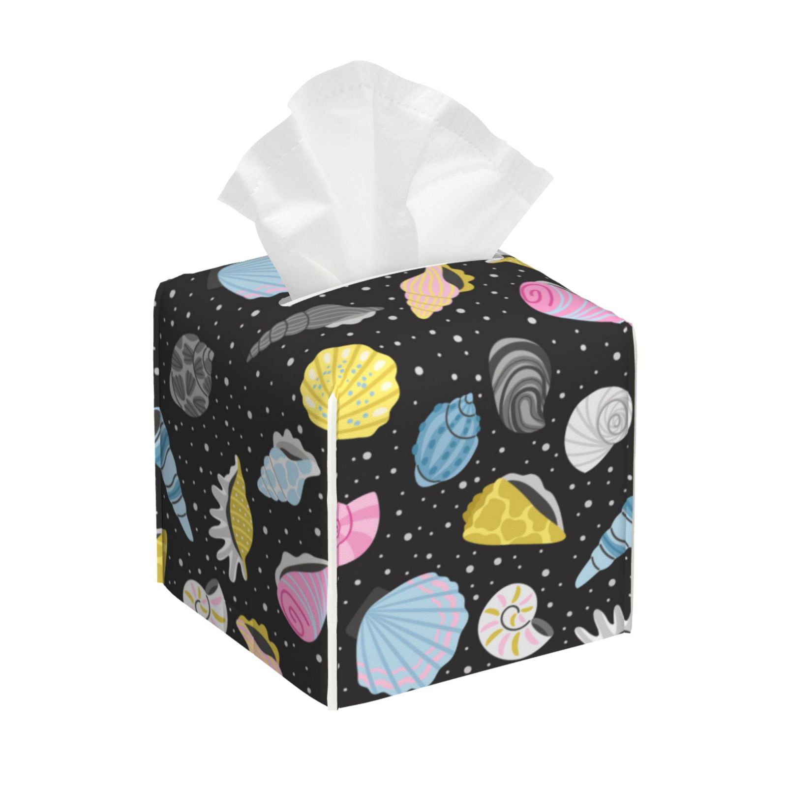 Tissue Box Cover, Conch Shells Print No.9047 Leather Tissue Box Holder ...