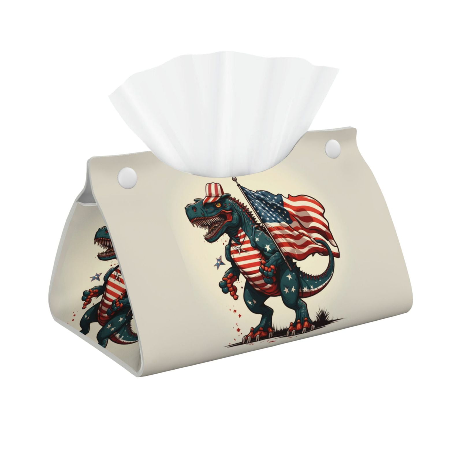 Tissue Box Cover, Cool Dinosaur USA Flag Rectangular Leather Tissue ...