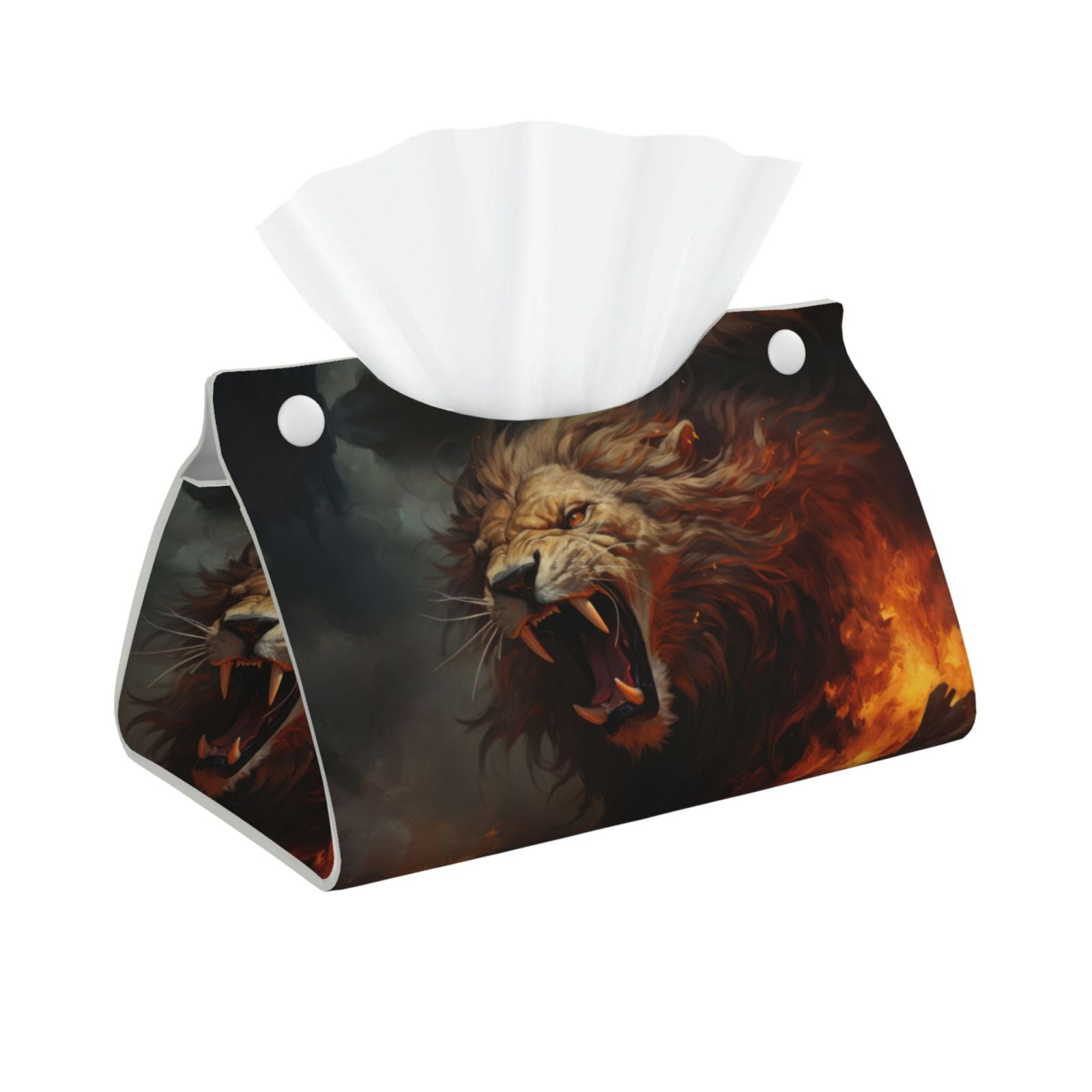 Tissue Box Cover, Cool Flame Lion A Rectangular Leather Tissue Holder ...