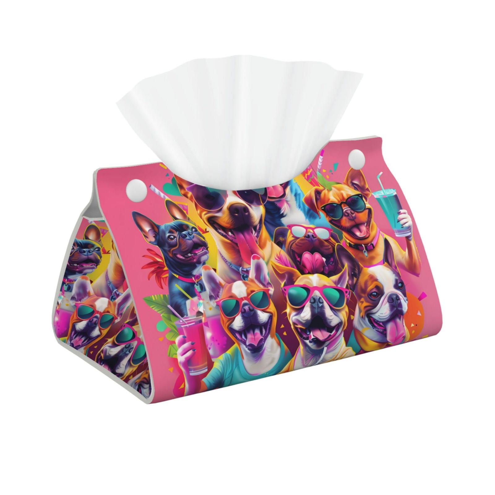 Tissue Box Cover, Cool French Bulldog No.101 Leather Rectangular Tissue ...