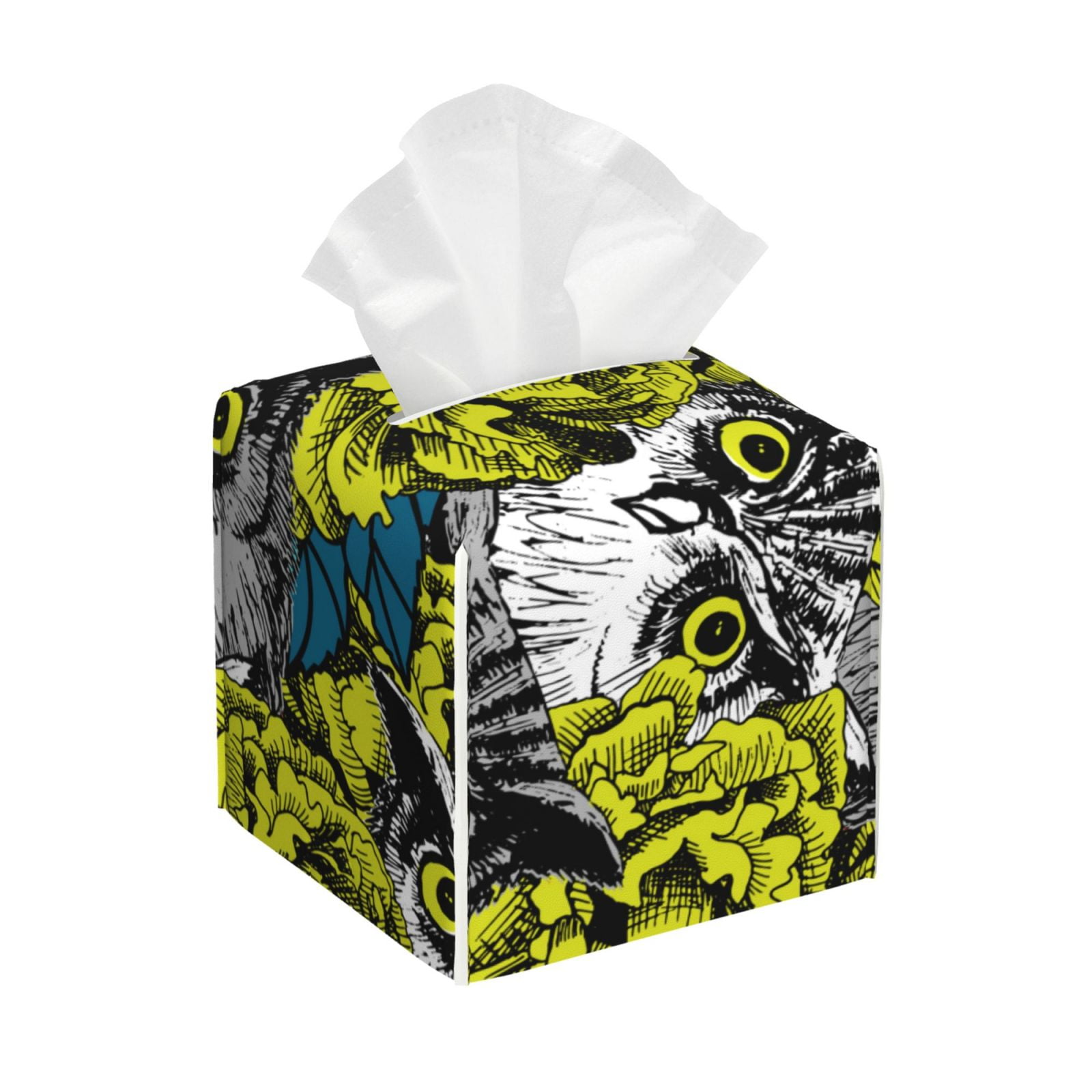 Tissue Box Cover, Cool Owls Leather Tissue Box Holder - Tissue Case ...