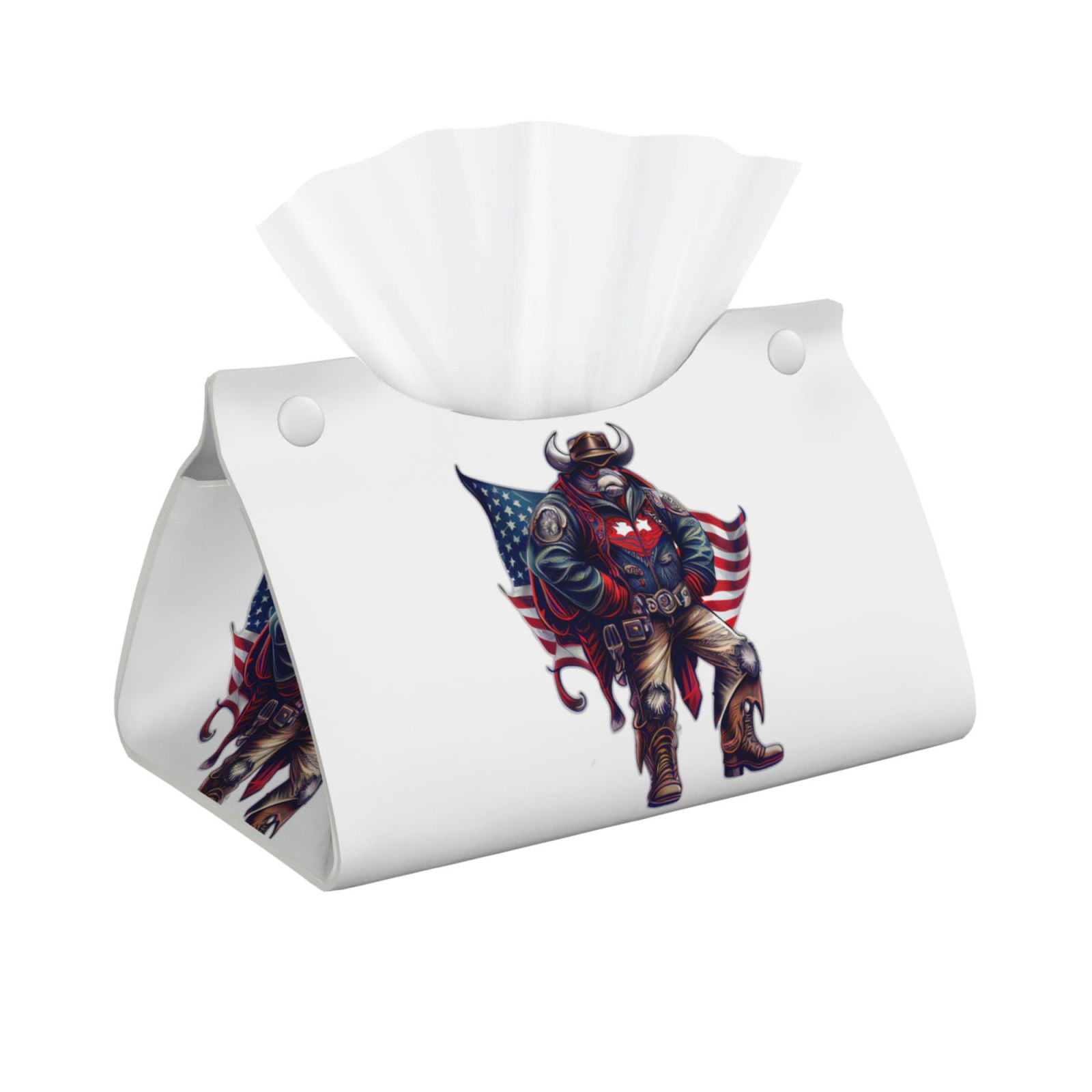 Tissue Box Cover, Cool Patriotic Buffalo Cowboy Rectangular Leather ...