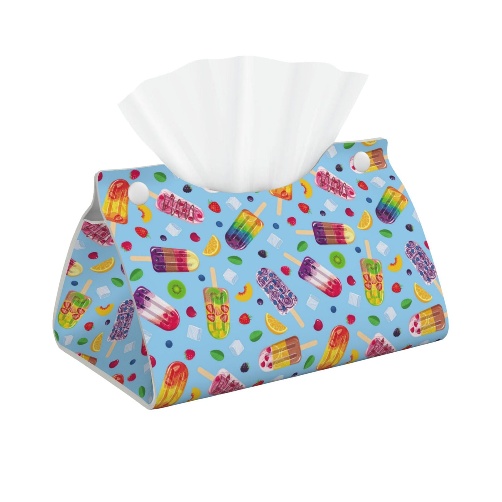 Tissue Box Cover, Cool Summer Ice Cream Print Leather Rectangular ...