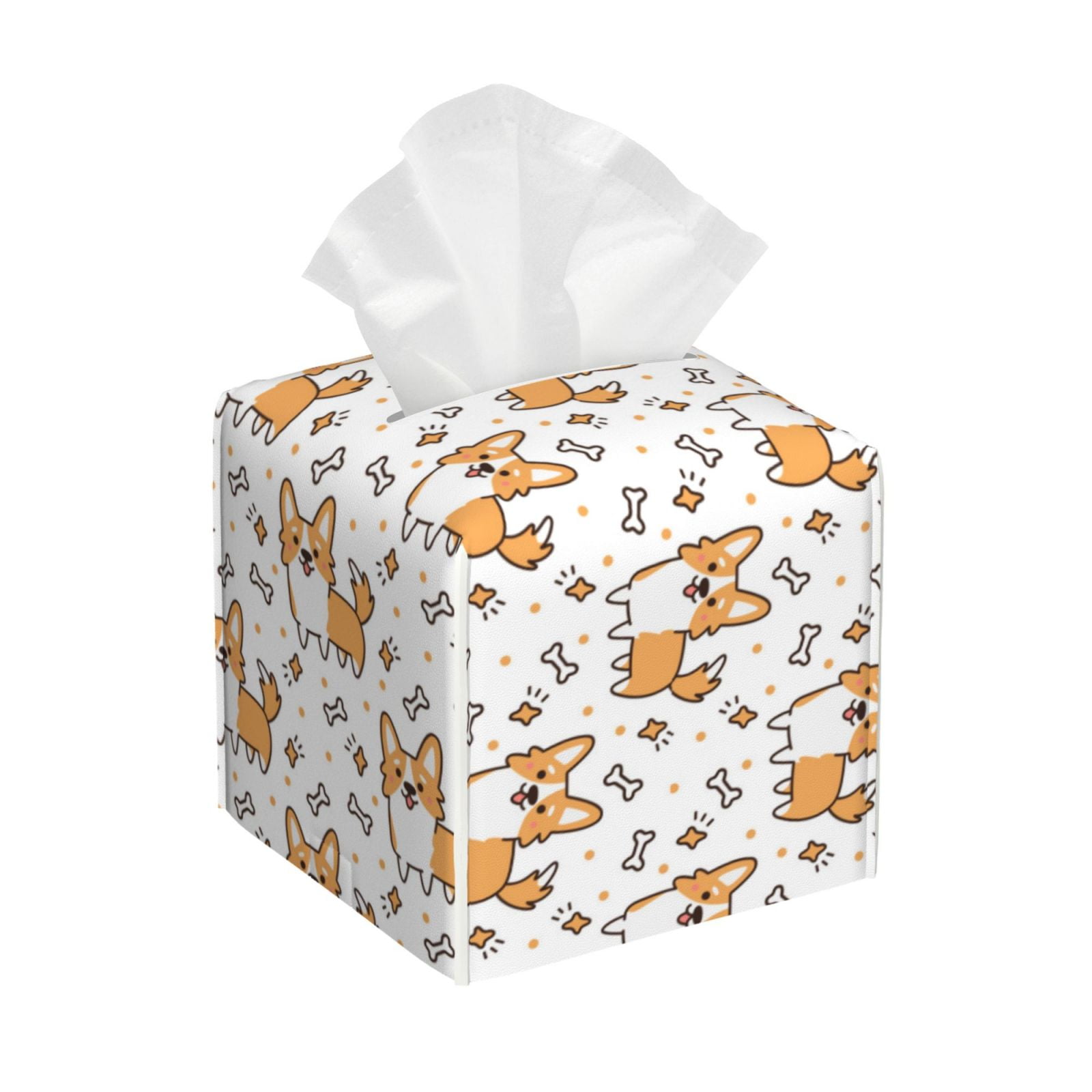 Tissue Box Cover, Corgi with Hearts Leather Tissue Box Holder - Nice ...