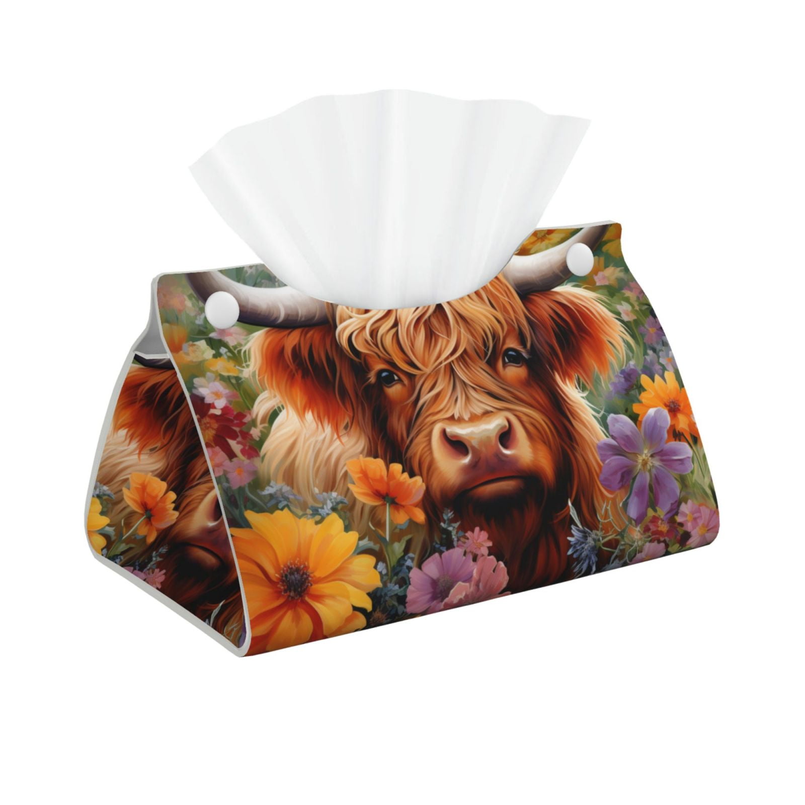 Tissue Box Cover Countryside Colorful Floral Cow Tissues Boxes Holder ...