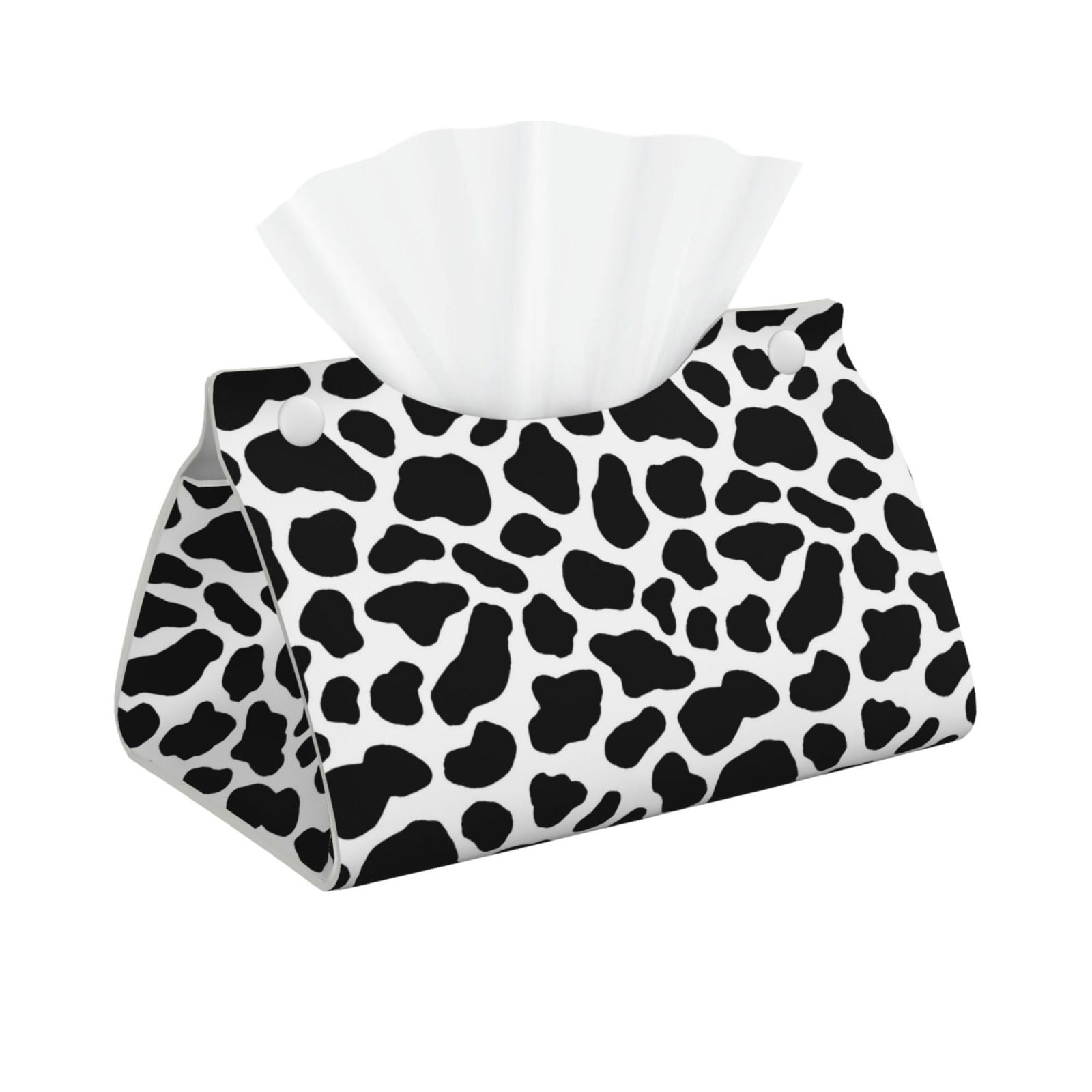 Tissue Box Cover, Cow black white print cute Rectangular Leather Tissue ...
